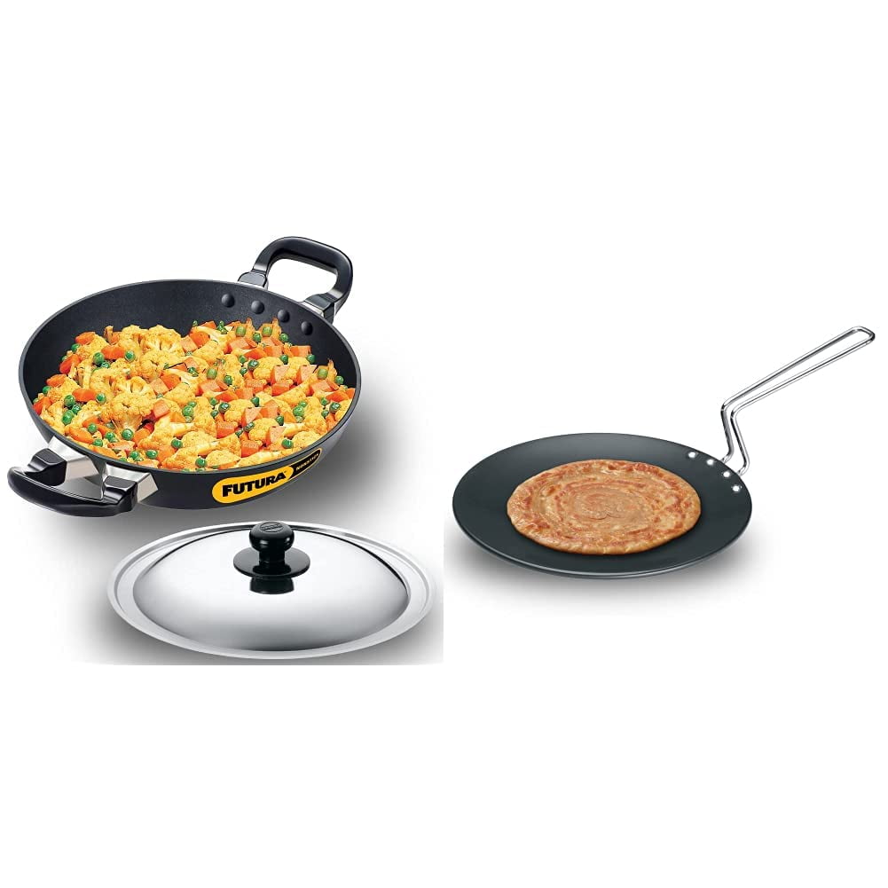 Futura Non-stick Deep-fry Pan (Kadhai) With Stainless Steel Lid, 22cm 1 ...