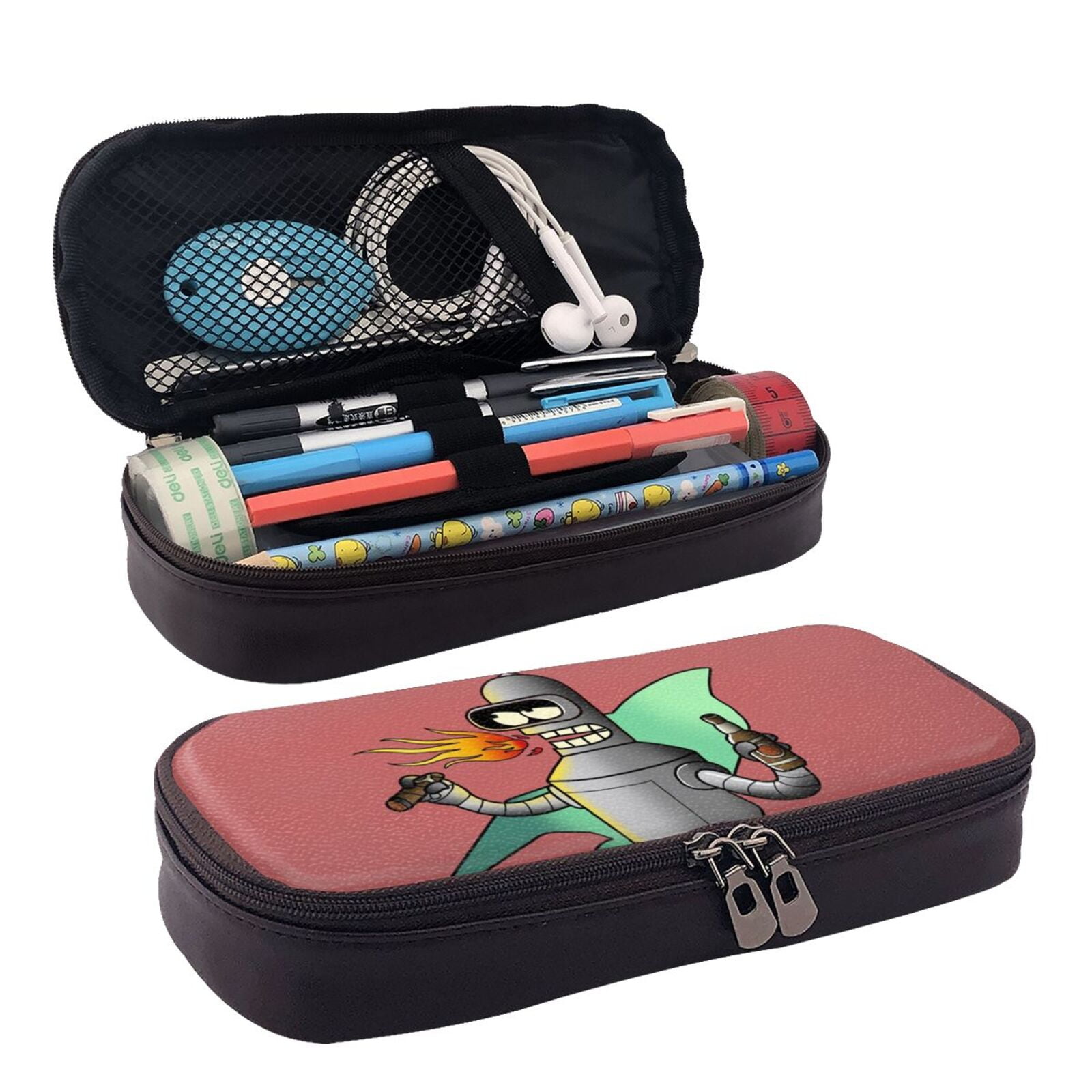Futurama Bender Beer Brown Pencil Case Leather Pen Bag Holder ...