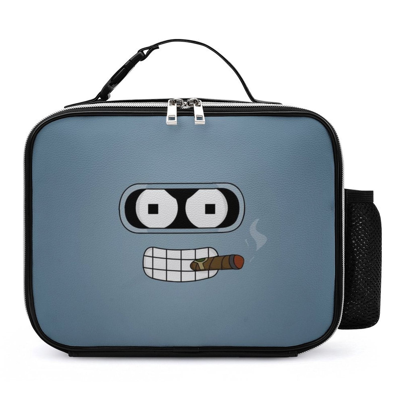 Futurama Bender Face Insulated Portable Lunch Bag Leather Detachable ...