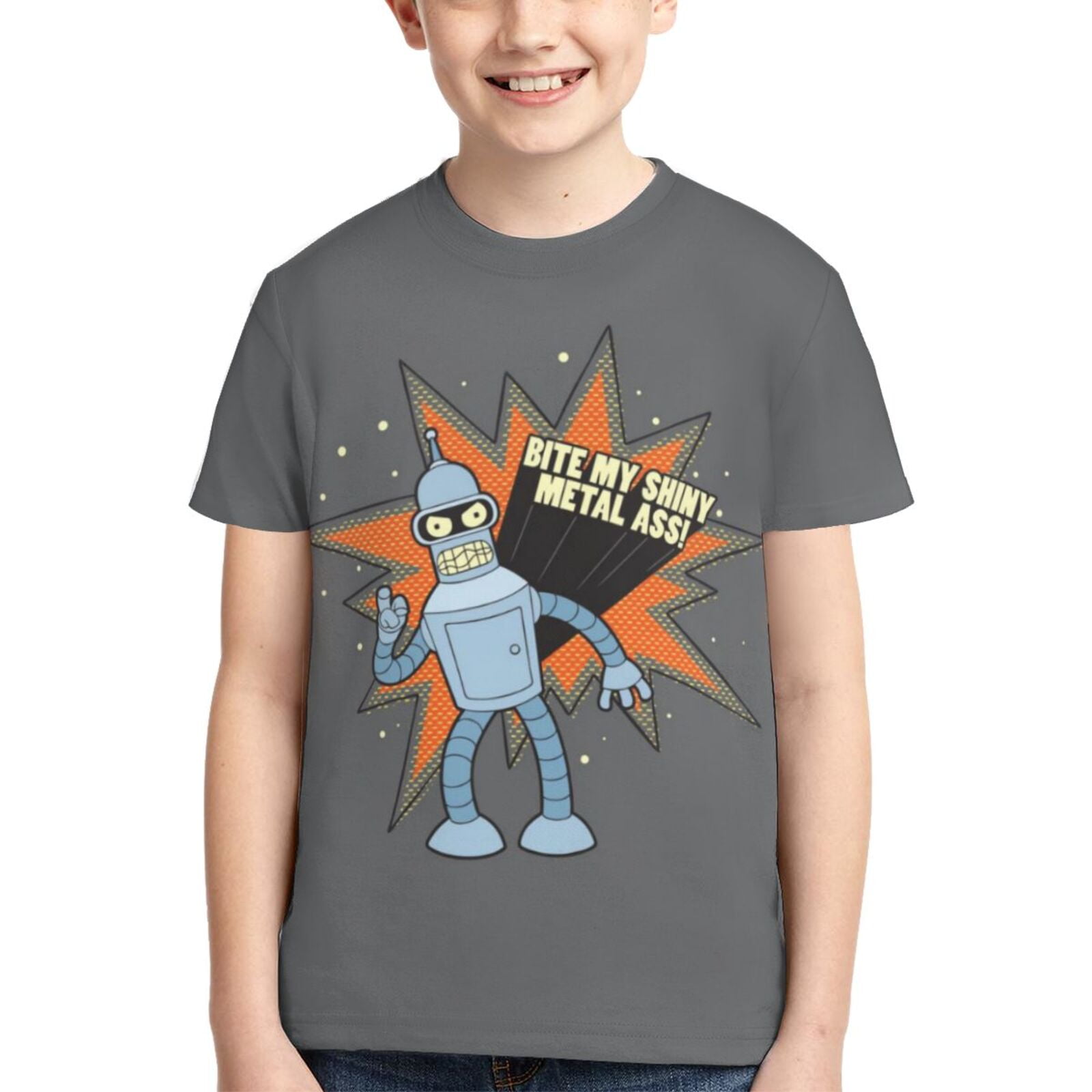 Futurama Bender Robot Teen T-Shirt Crewneck Short Sleeve Double-Sided ...