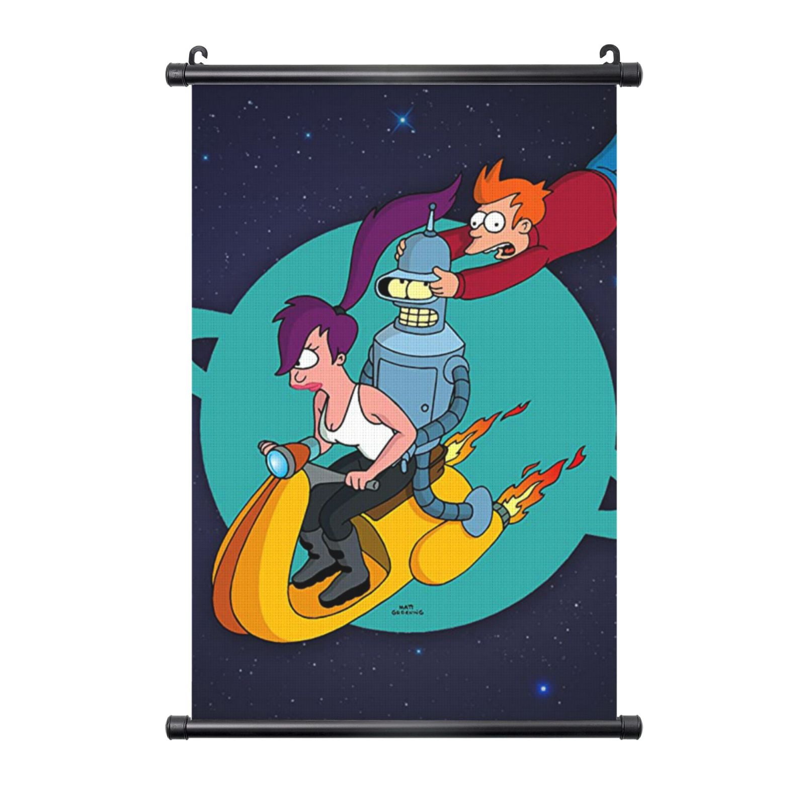 Futurama Black Plastic Shaft Hanging Poster Canvas Wall Hanging Banner ...
