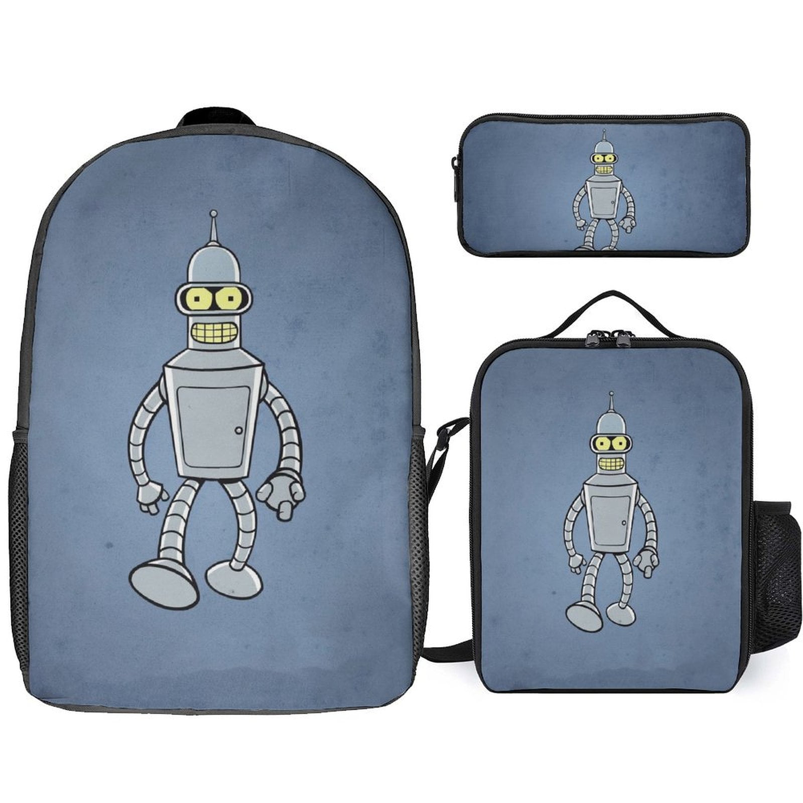 Futurama Cartoon Backpack With Lunch Bag Pencil Case Set Schoolbag ...