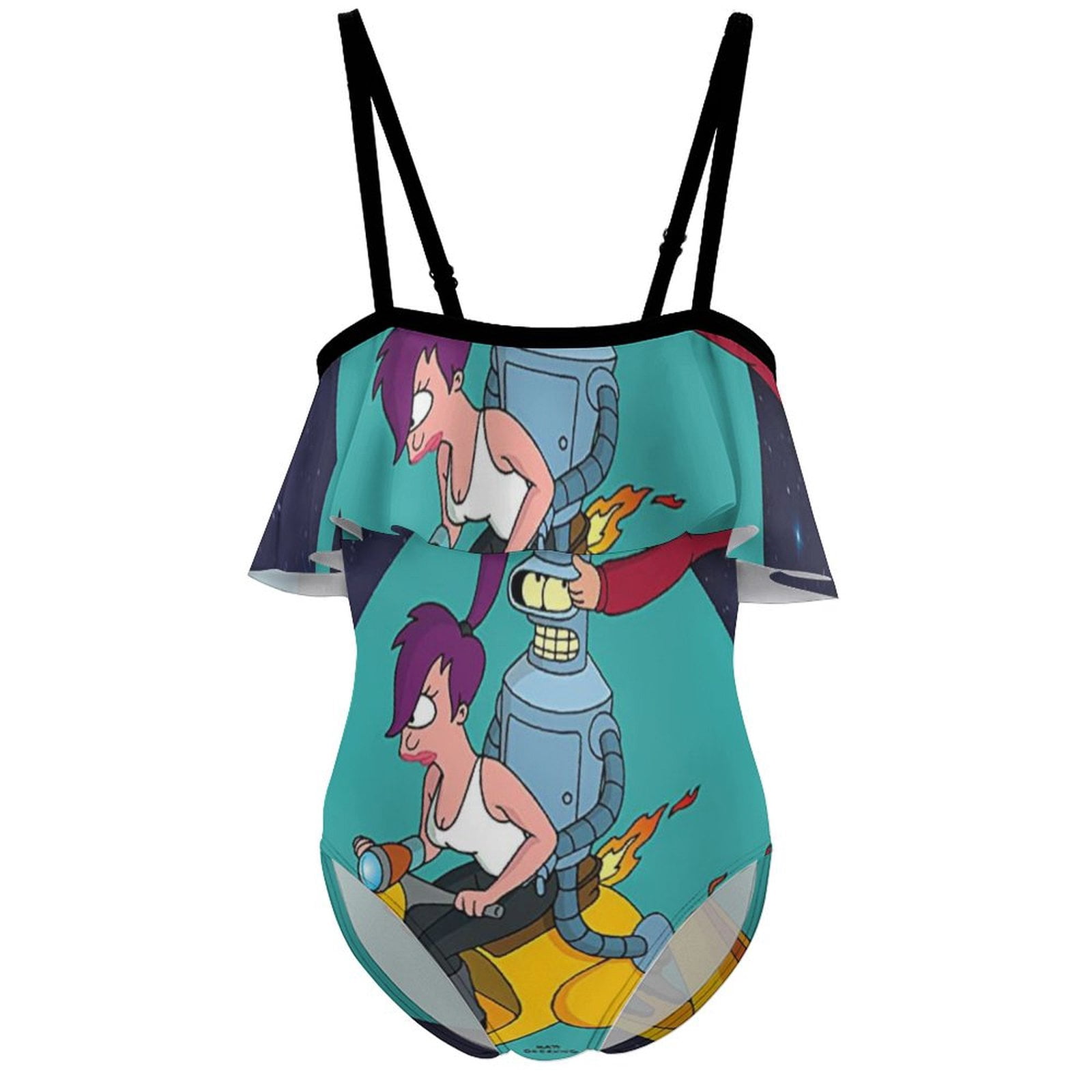 Futurama Children's Swimsuit Adjustable Off Shoulder Ruffle Swimwear ...
