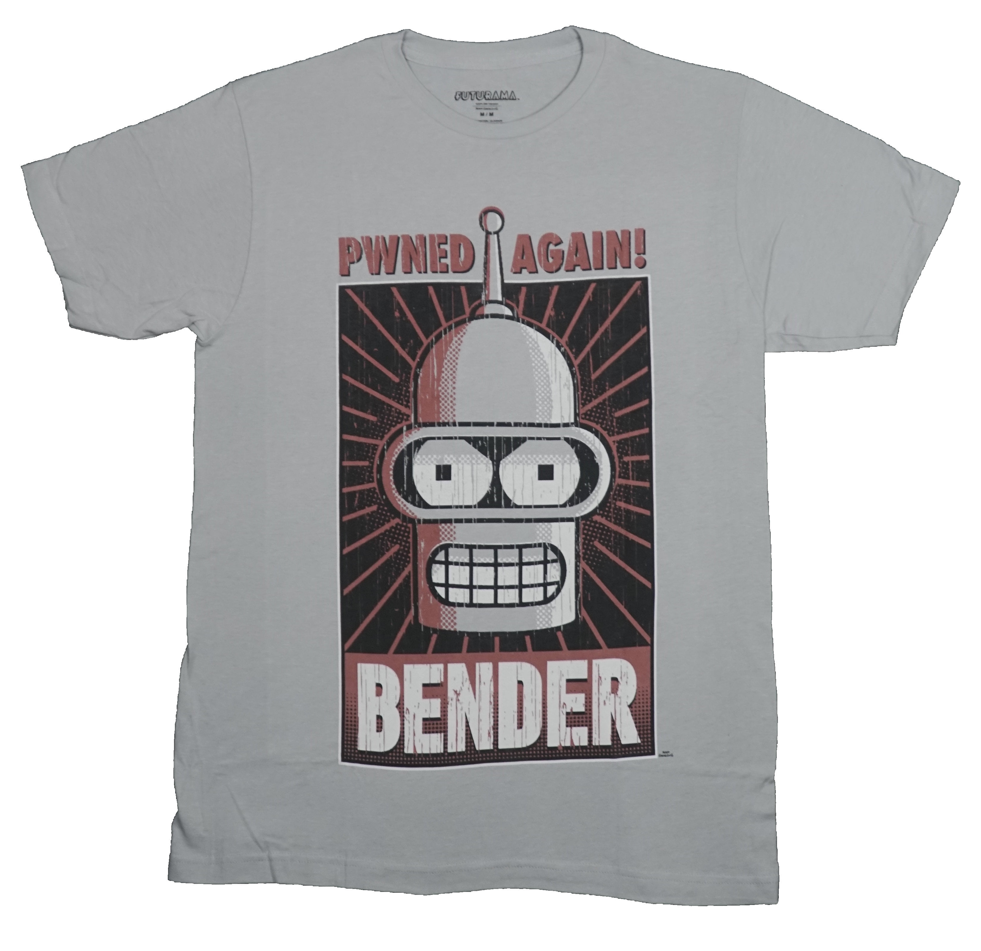 Futurama Mens T-Shirt - Pwned Again Gig Bender Face Image - Walmart.com