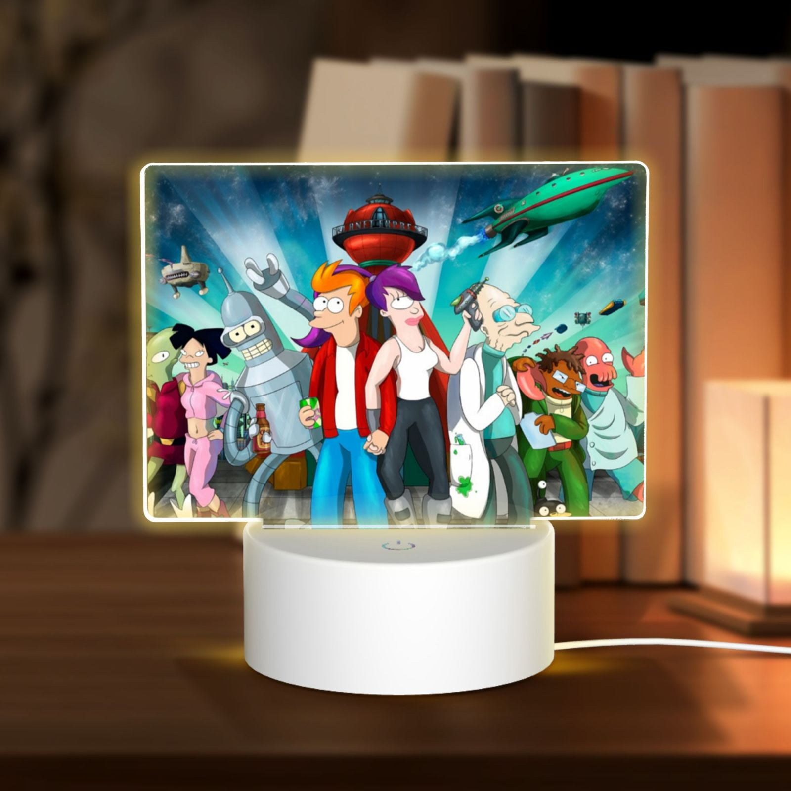 Futurama Rectangular Acrylic Night Light Adjustable 3 Light Modes USB ...