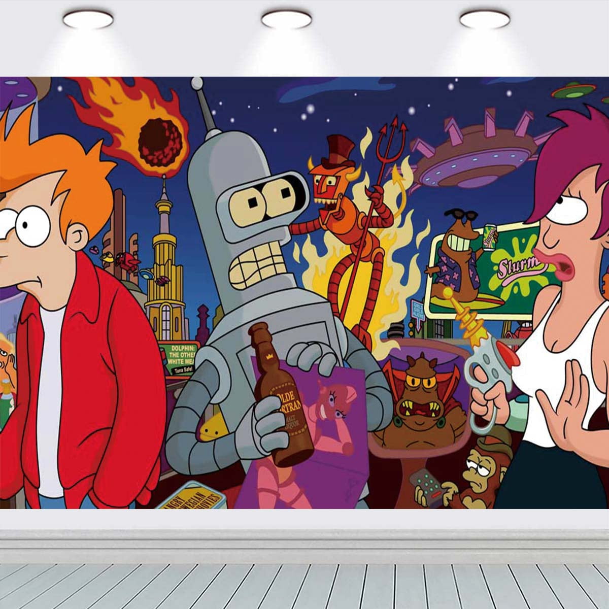 Futurama school Poster Wall Decor Birthday Banner Backdrop Background ...