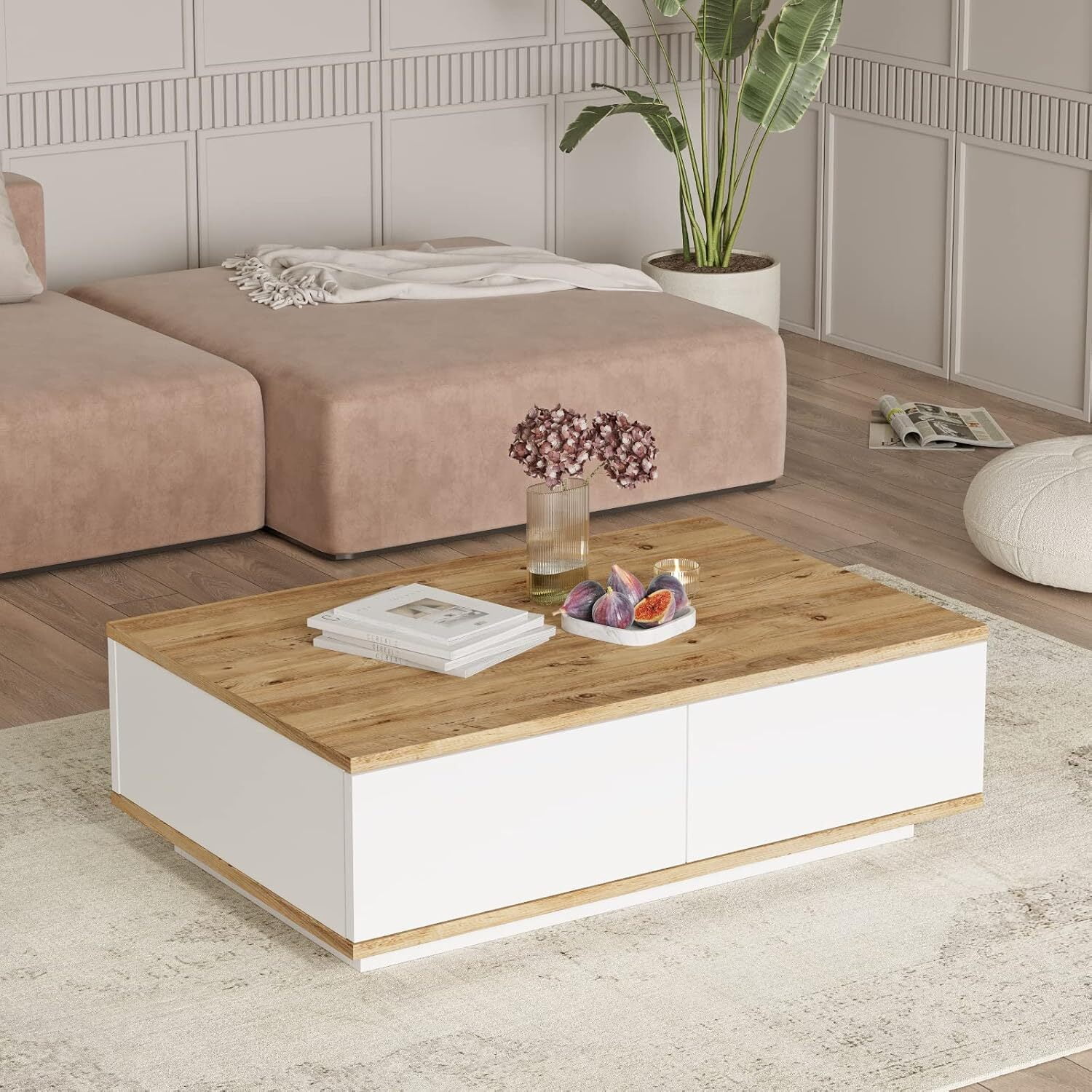 Future Coffee Table with 2 Doors Pine-White - Walmart.com