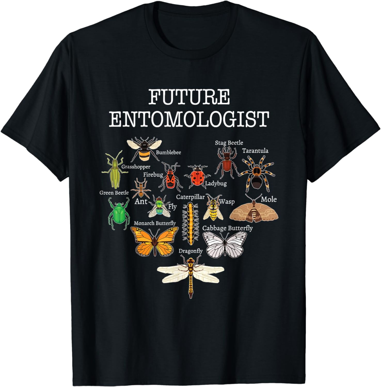 Future Entomologist Types Of Insects Bugs Identification T-Shirt ...