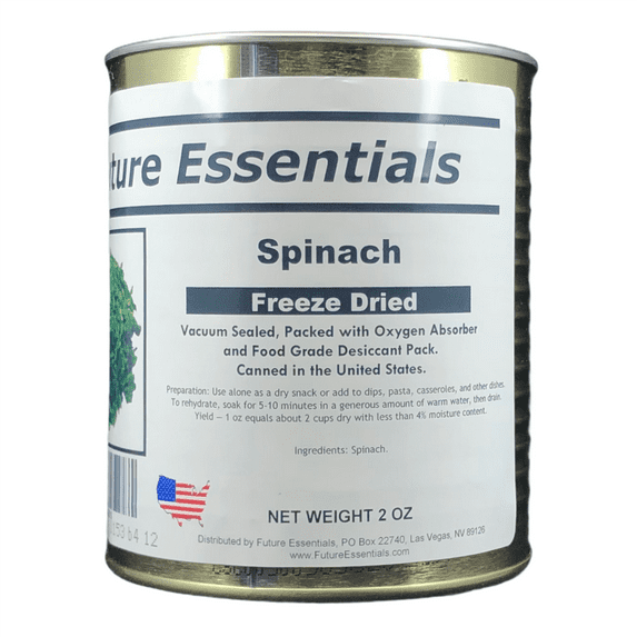 Future Essentials Freeze Dried Spinach, Long Shelf Life, 2oz/Can - 12 ...