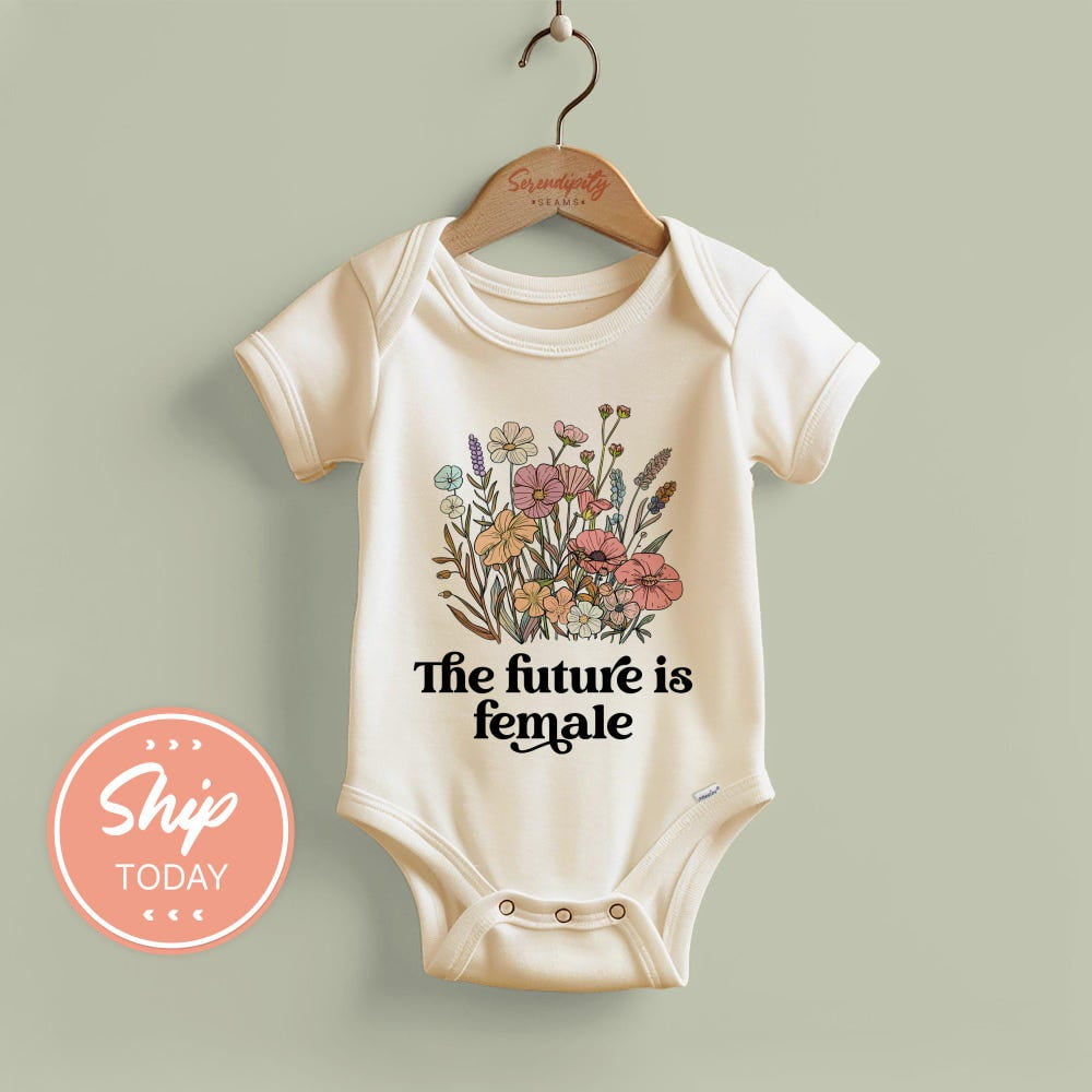 The Future Is Female Wildflower Onesies, Floral Baby Bodysuit, Feminist Baby Shower Gift ...