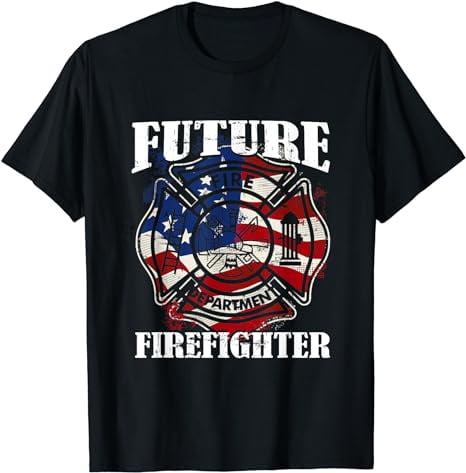 Future Firefighter USA Flag Theme For Birthday Boys Kids T-Shirt ...