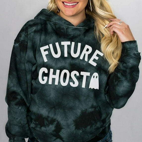 Future Ghost Tie Dye , Halloween Spooky Trendy Black Tie Dye Hooded T ...