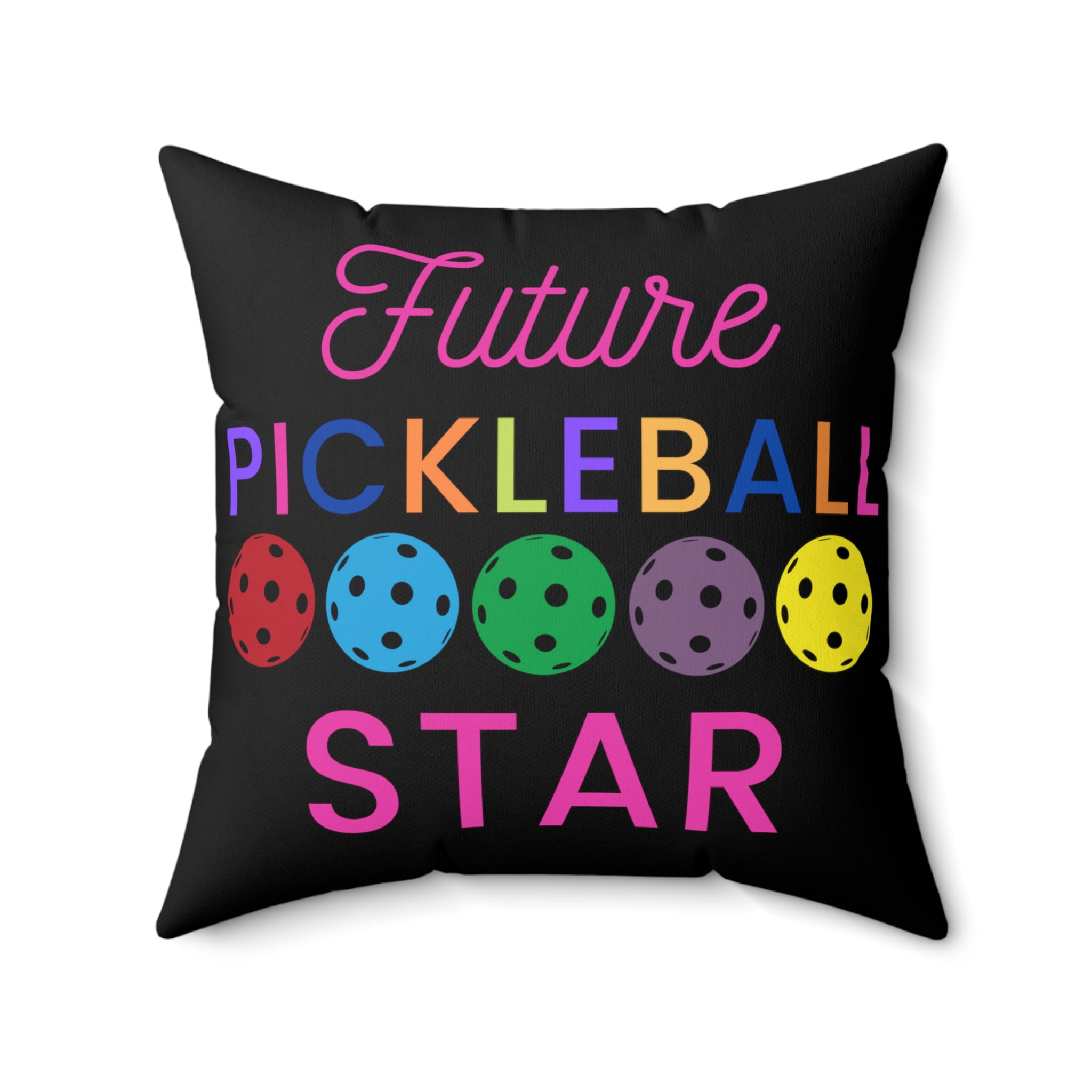 Future Pickleball Star Decorative Black Pillow Pink Text - Walmart.com