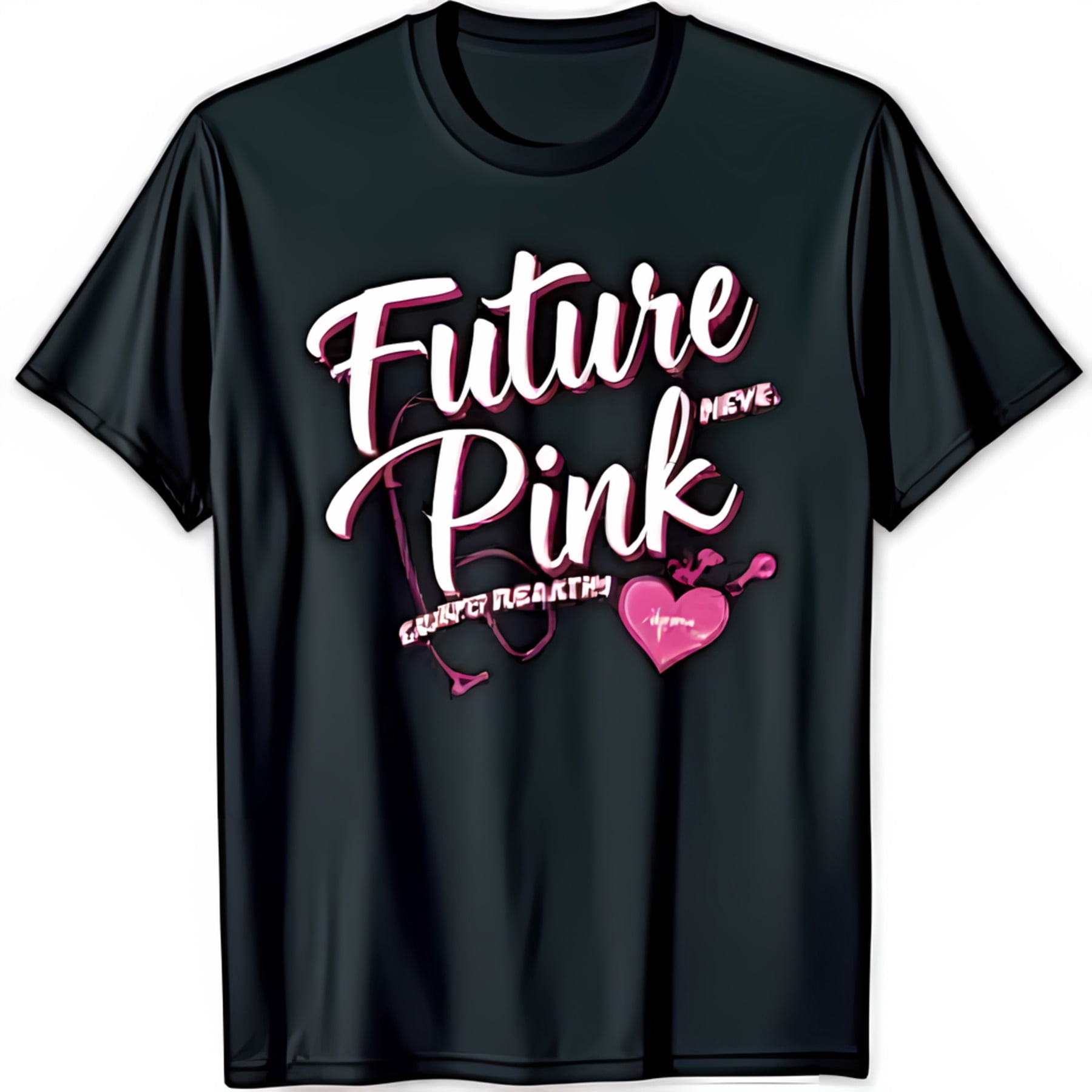 Future Pink Cursive Graphic Black T-Shirt with & Heart Design - Walmart.com
