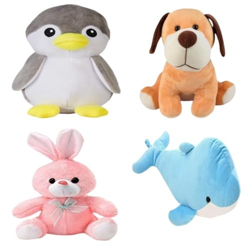 Future Shop Pack of 4 Elegant Soft Toys - Grey Penguin, Binny, Dog ...