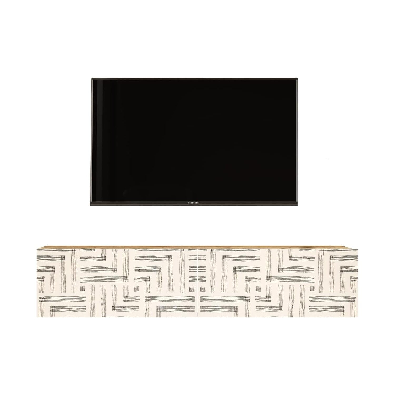 Future TV Unit Maze Pine-White UV Print 55 inches Floating ...