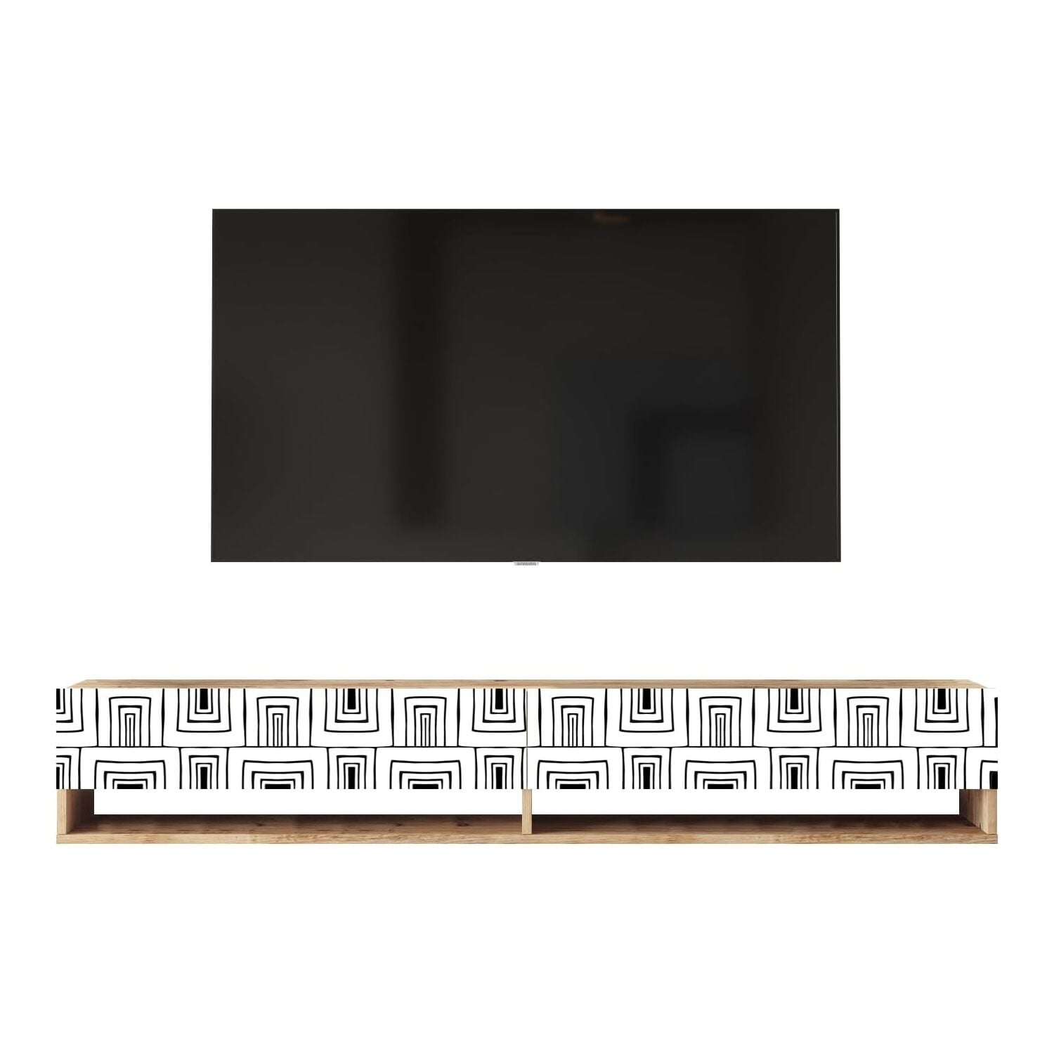 Future TV Unit Maze Pine-White UV Print 70 inches Floating ...