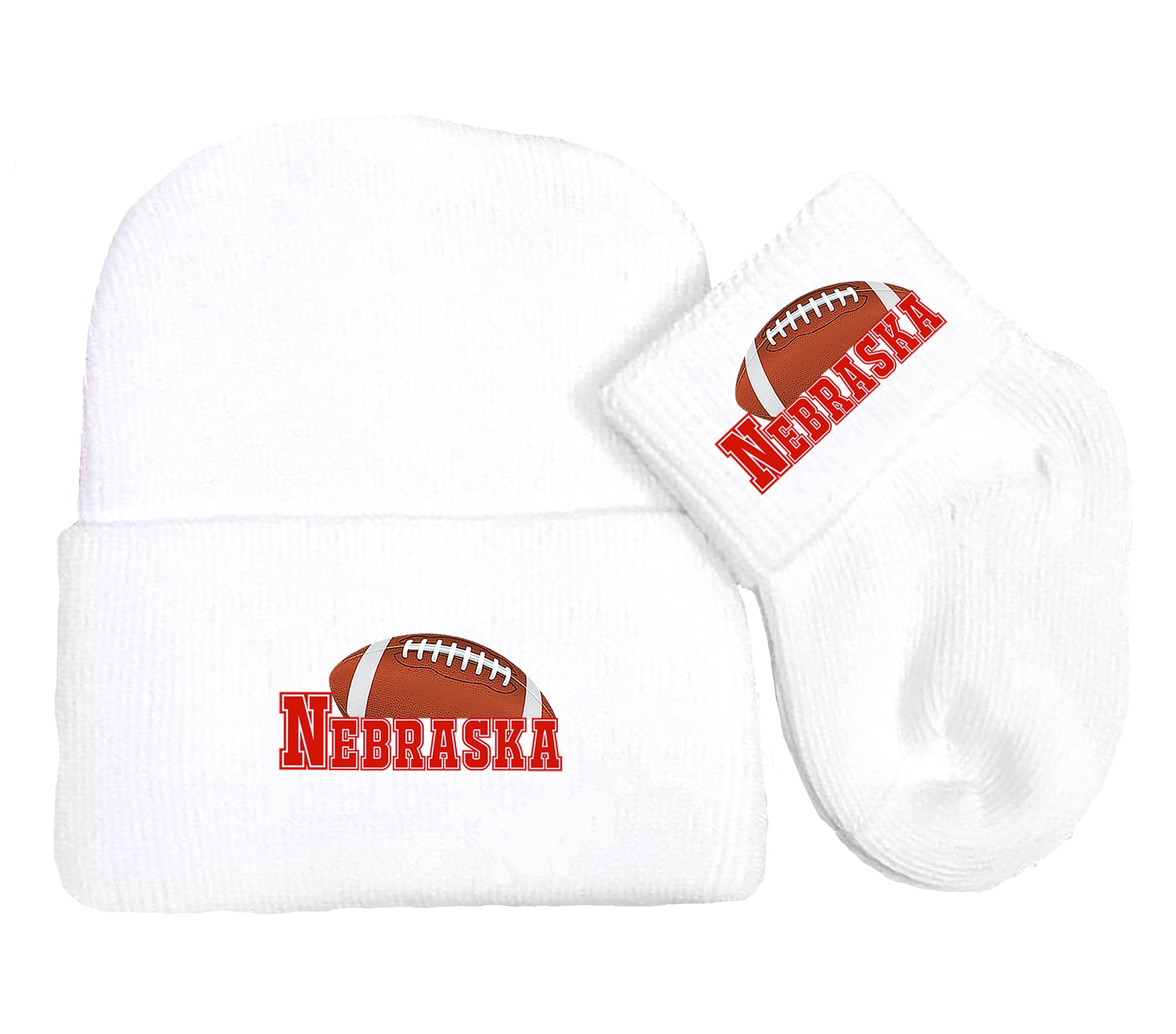 Future Tailgater Newborn Baby Knit Cap and Socks Set for Nebraska Fans ...