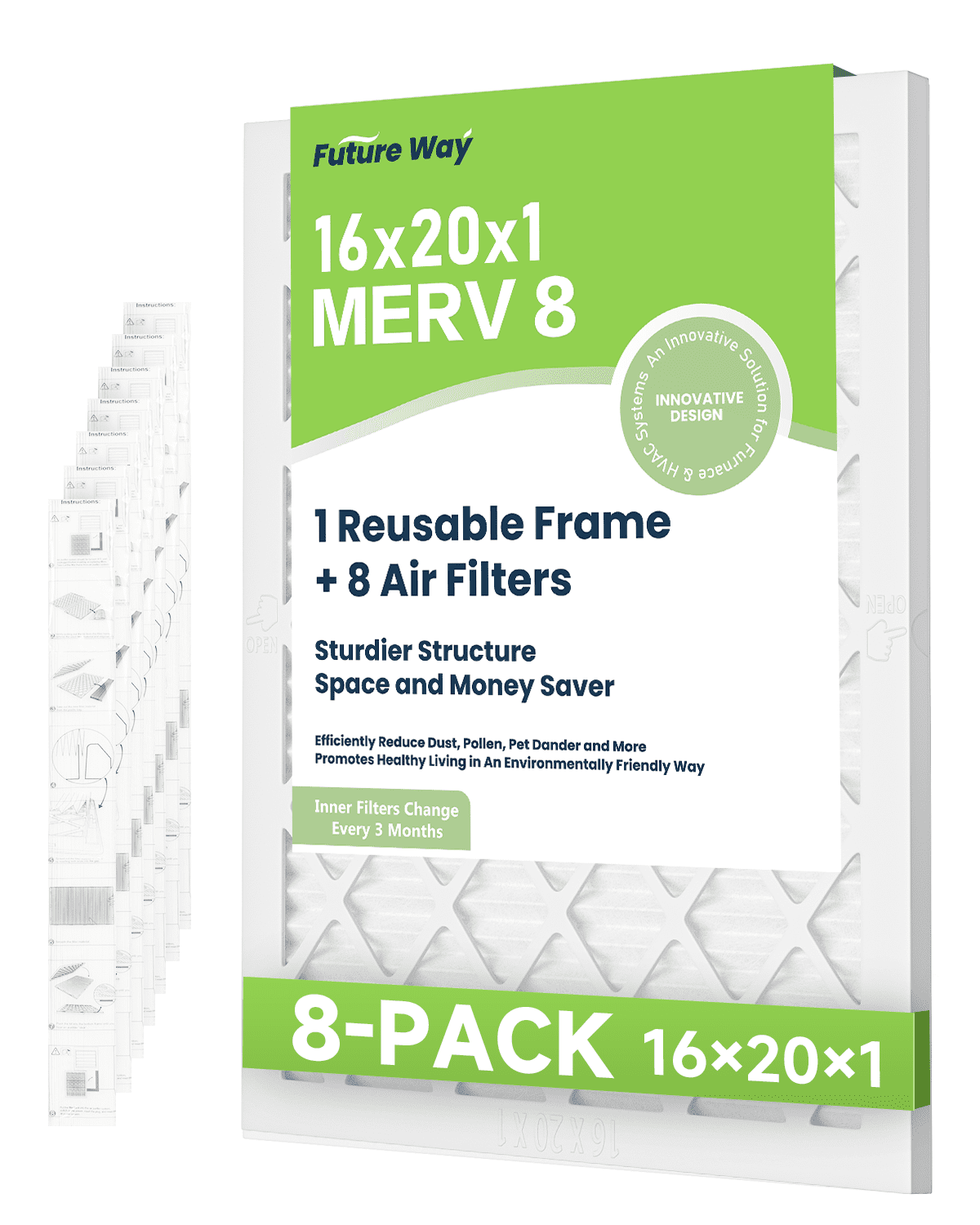 FRESHLAB 16x20x1 MERV 8, MPR 700, Washable Air Filter for AC HVAC ...