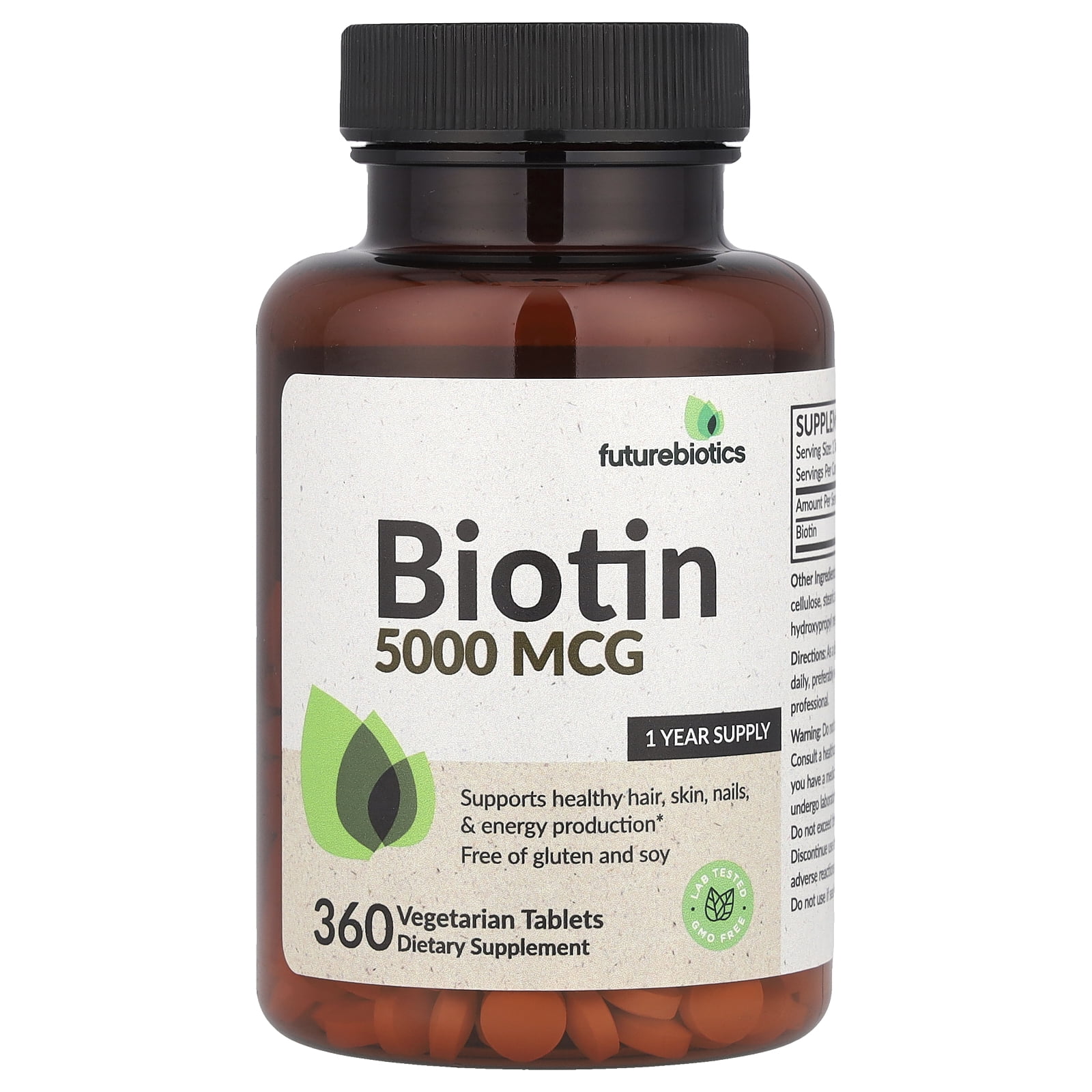 Futurebiotics Biotin , 5,000 mcg, 360 Vegetarian Tablets - Walmart.com