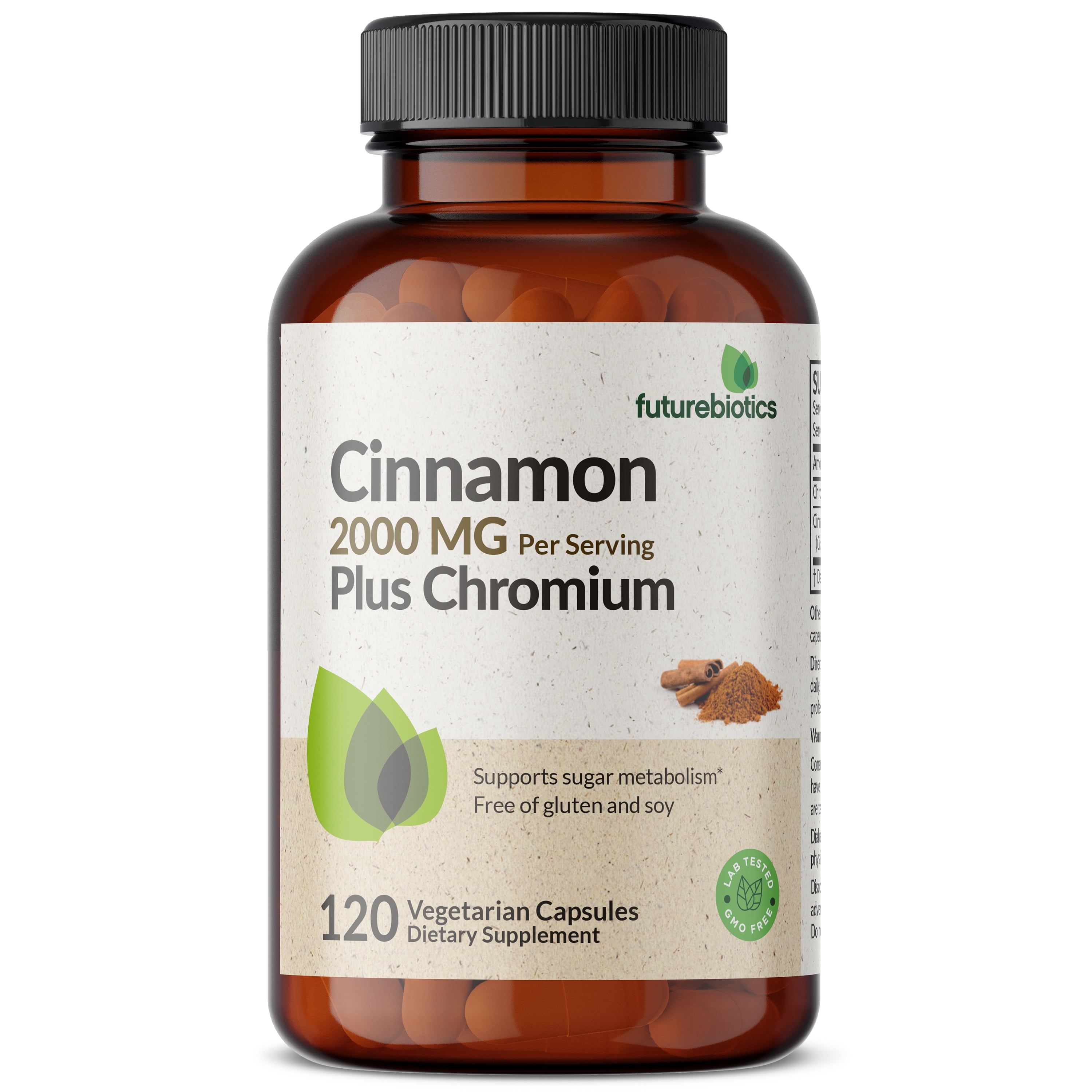 Futurebiotics Cinnamon 2000 MG per Serving Plus Chromium Non-GMO, 120 ...