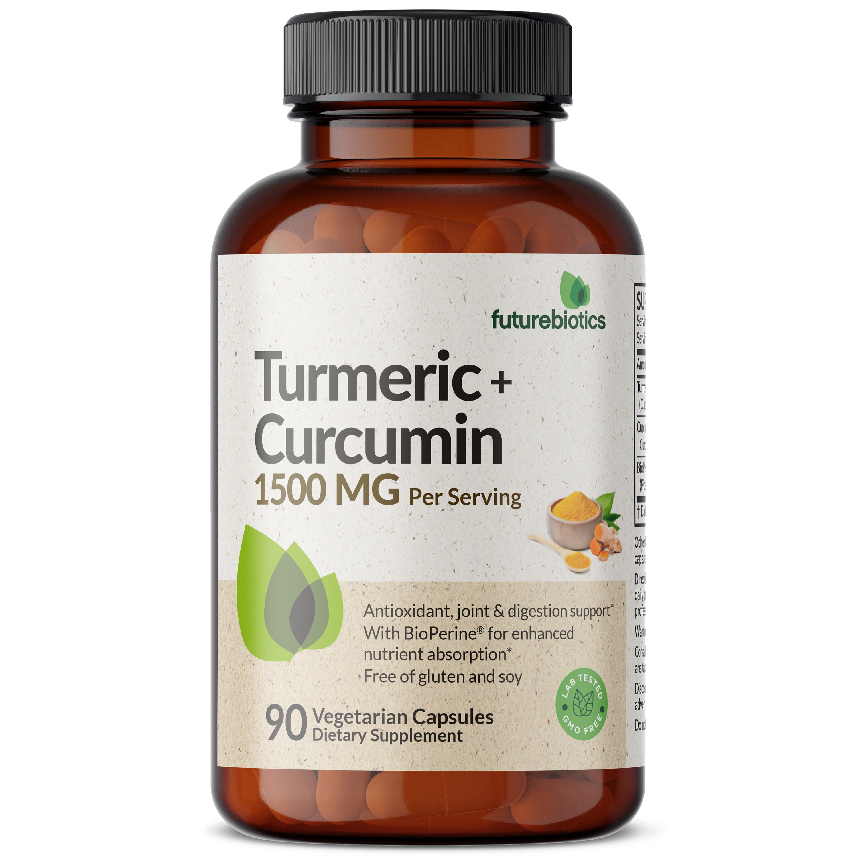 Futurebiotics Turmeric + Curcumin 1500 MG per Serving, Antioxidant, Joint & Digestion Support ...