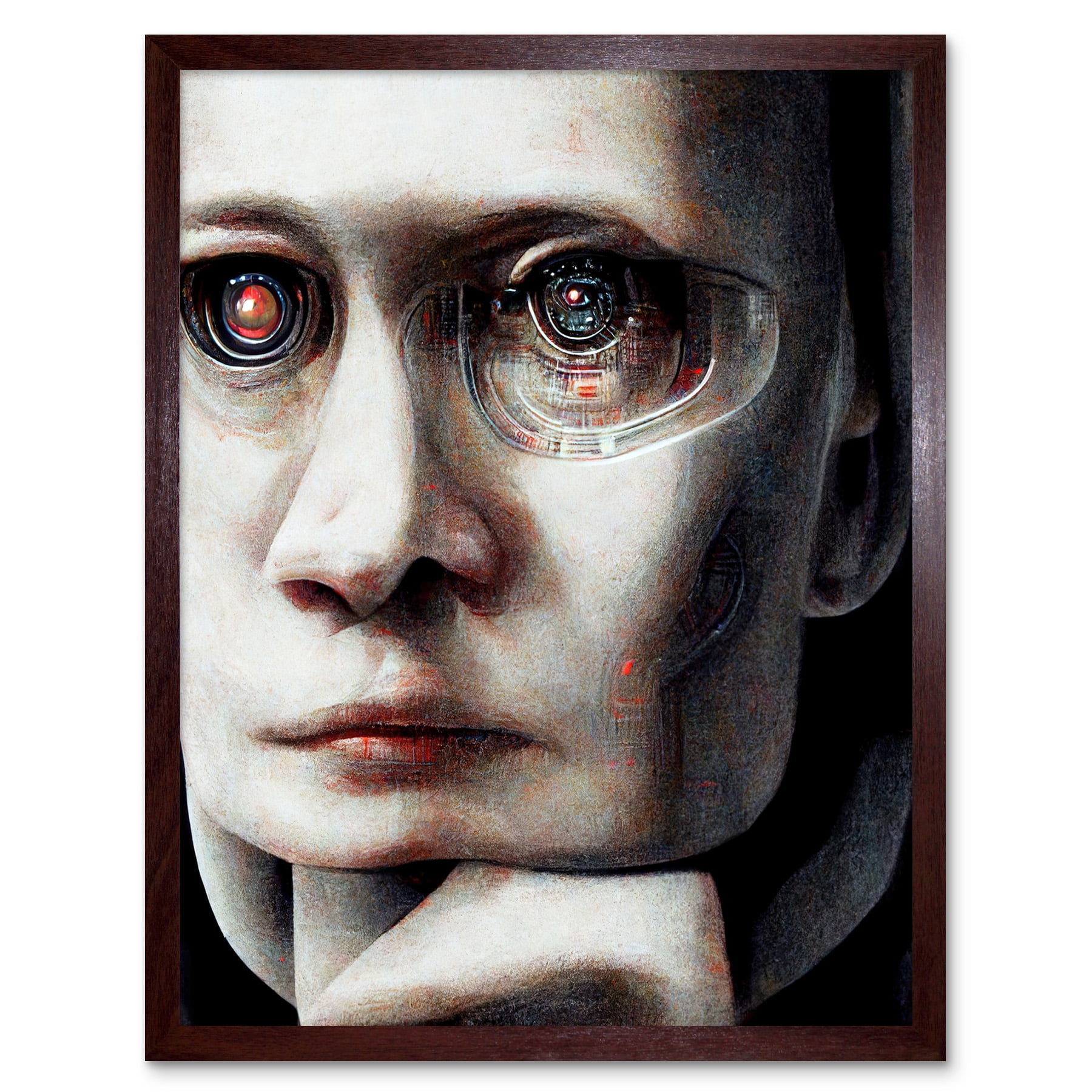 Futurism Cyborg Humanoid Robot AI Face Art Print Framed Poster Wall ...