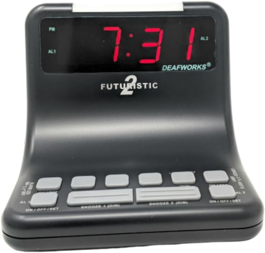 Futuristic 2 Silent Alarm Clock with Bright Flashing LED Lights for ...
