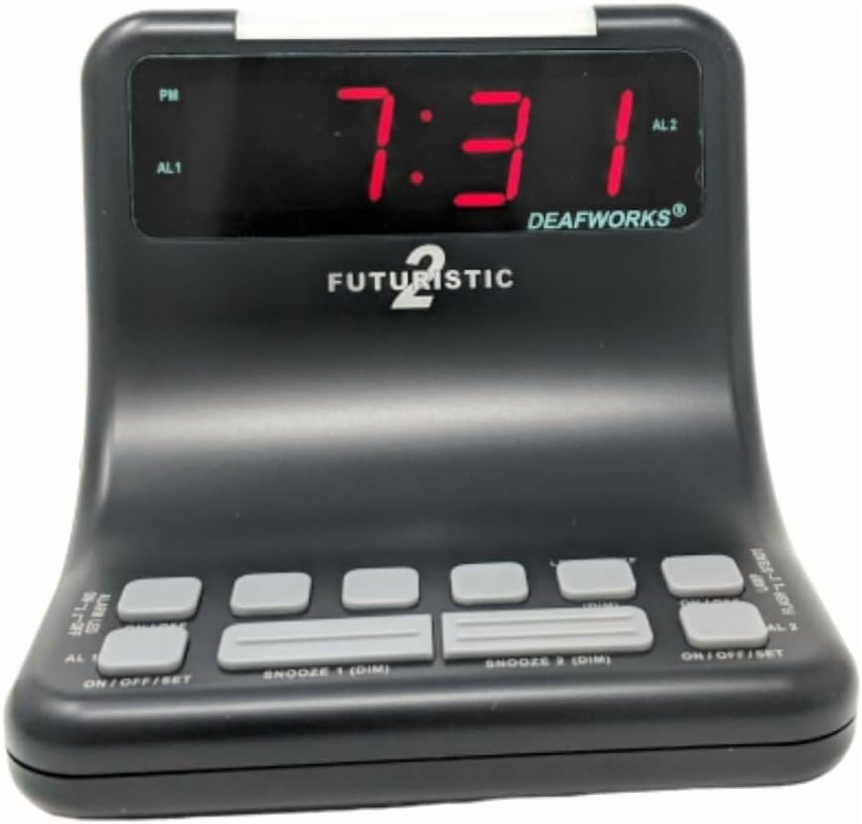 Futuristic 2 Silent Alarm Clock with Bright Flashing LED Lights for ...