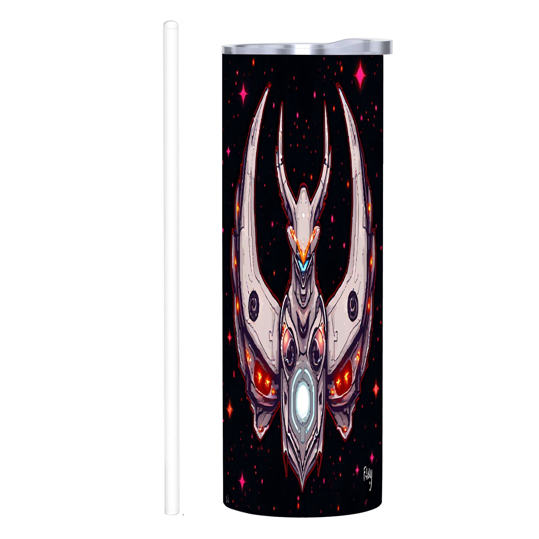 Futuristic 20 oz Stainless Steel Insulated Tumbler with Glowing Orb ...