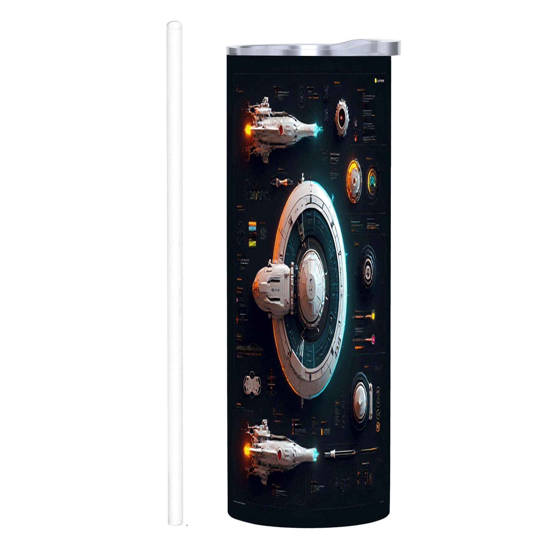 Futuristic 20 oz Stainless Steel Insulated Tumbler with Lids & Straw ...