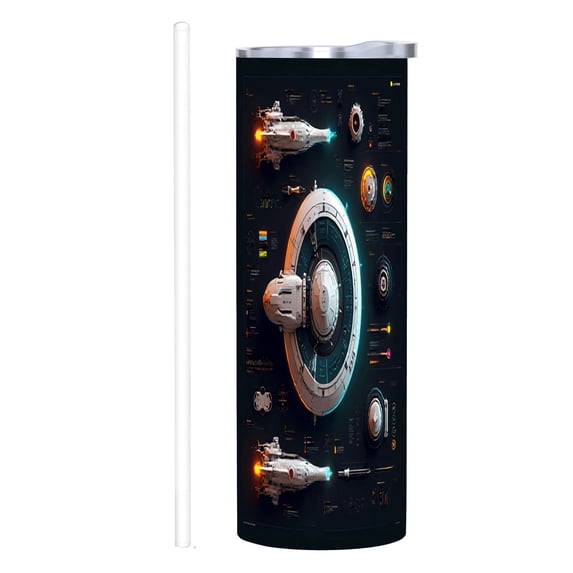Futuristic 20 oz Stainless Steel Insulated Tumbler with Lids & Straw ...
