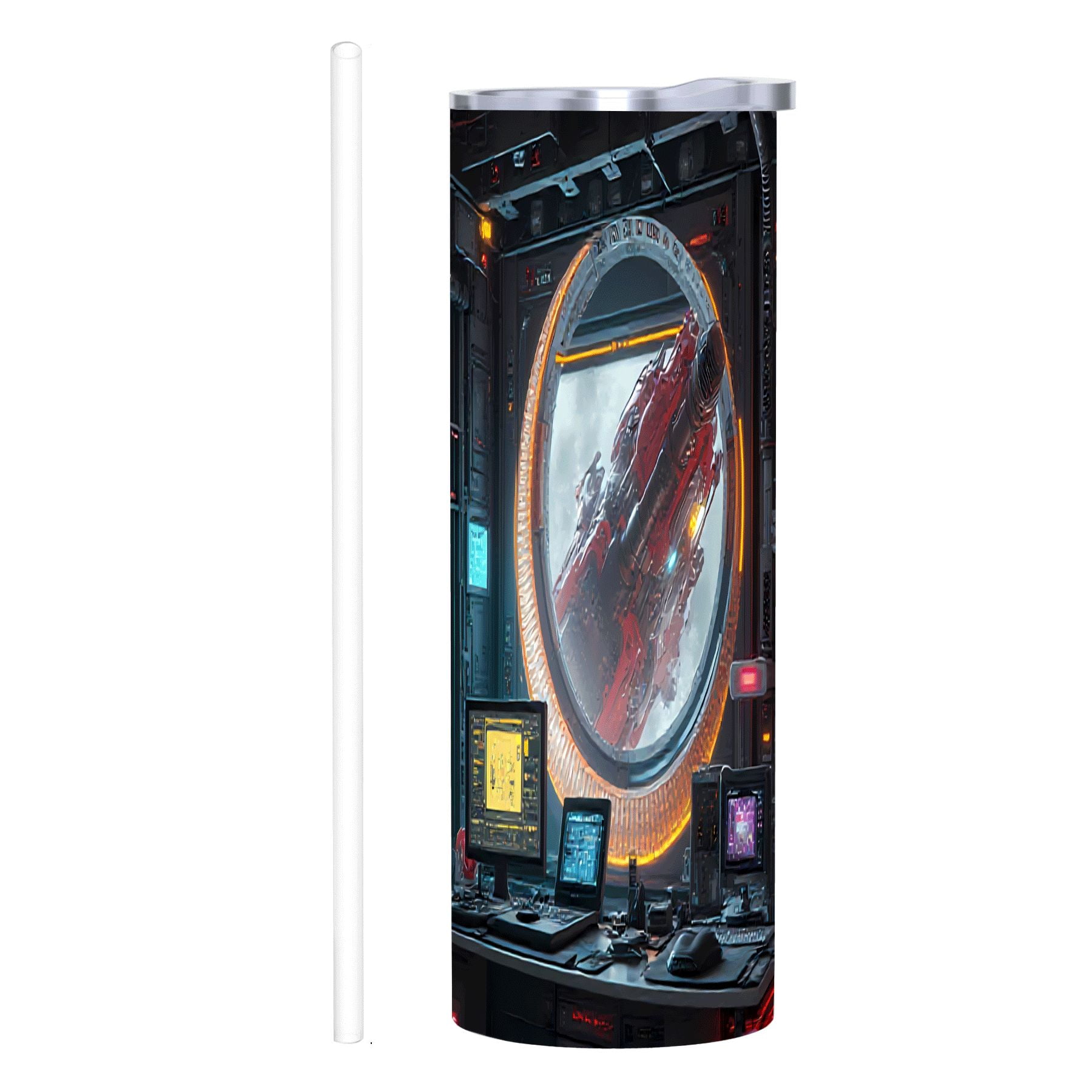 Futuristic 20 oz Stainless Steel Insulated Tumbler with Lids & Straw ...