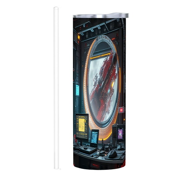Futuristic 20 oz Stainless Steel Insulated Tumbler with Lids & Straw ...
