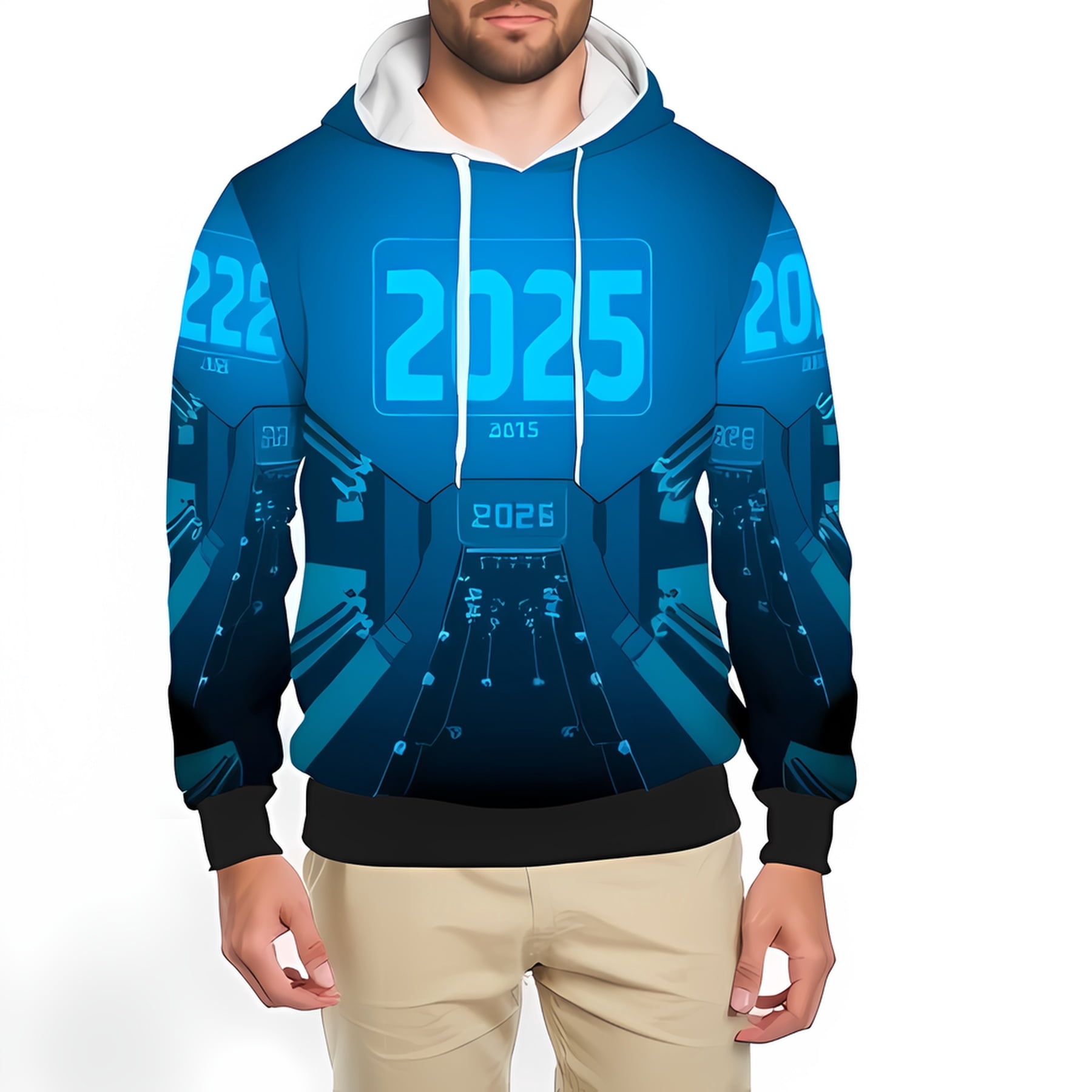 Futuristic 3D Board Hoodie with Glowing 2025 Design Stylish Tech ...