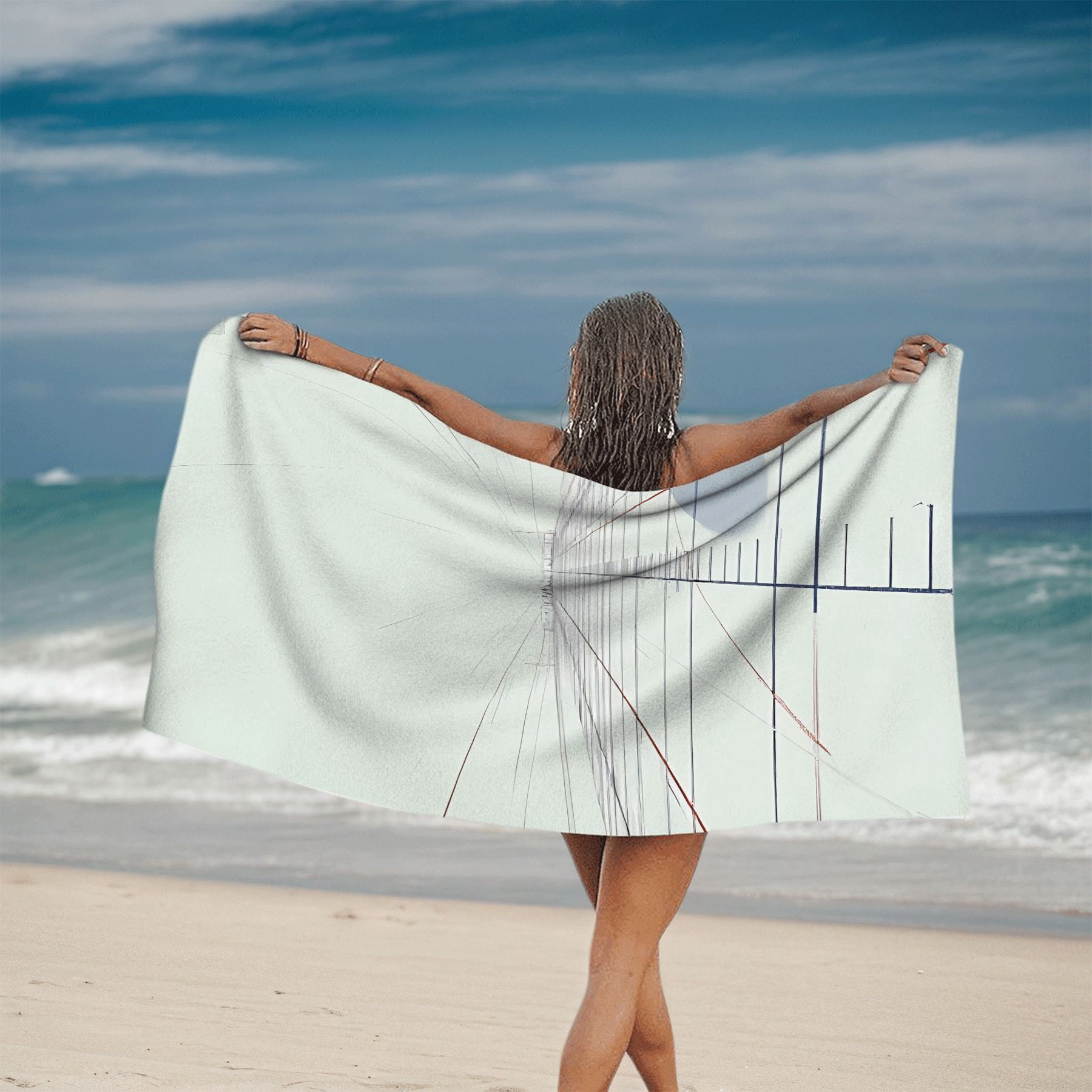 Futuristic Abstract Pattern Beach Towel - Red Sphere Design Perfect for ...