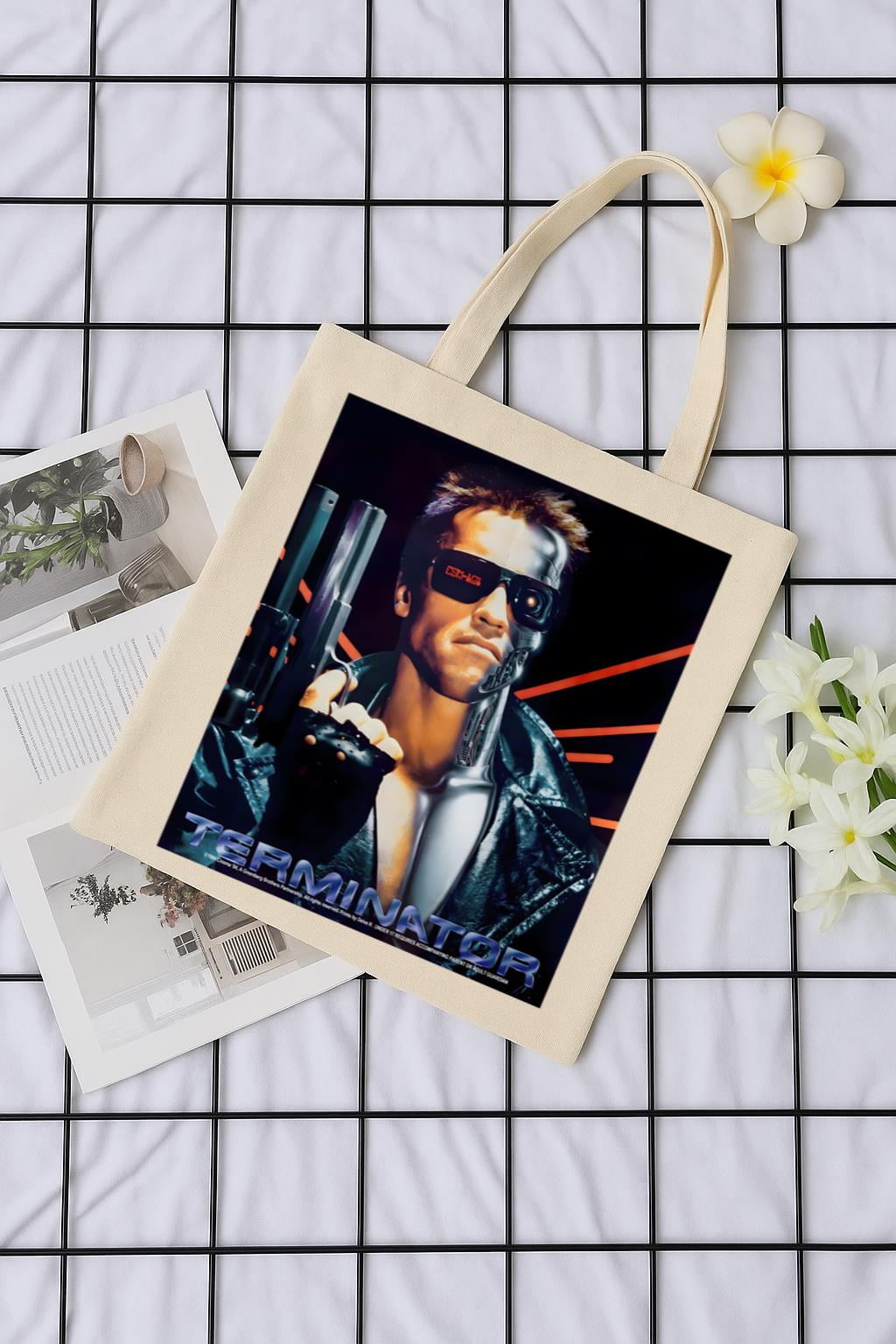 Futuristic Action Movie Inspired Men's Tote Bag Laser Back, Black Color ...