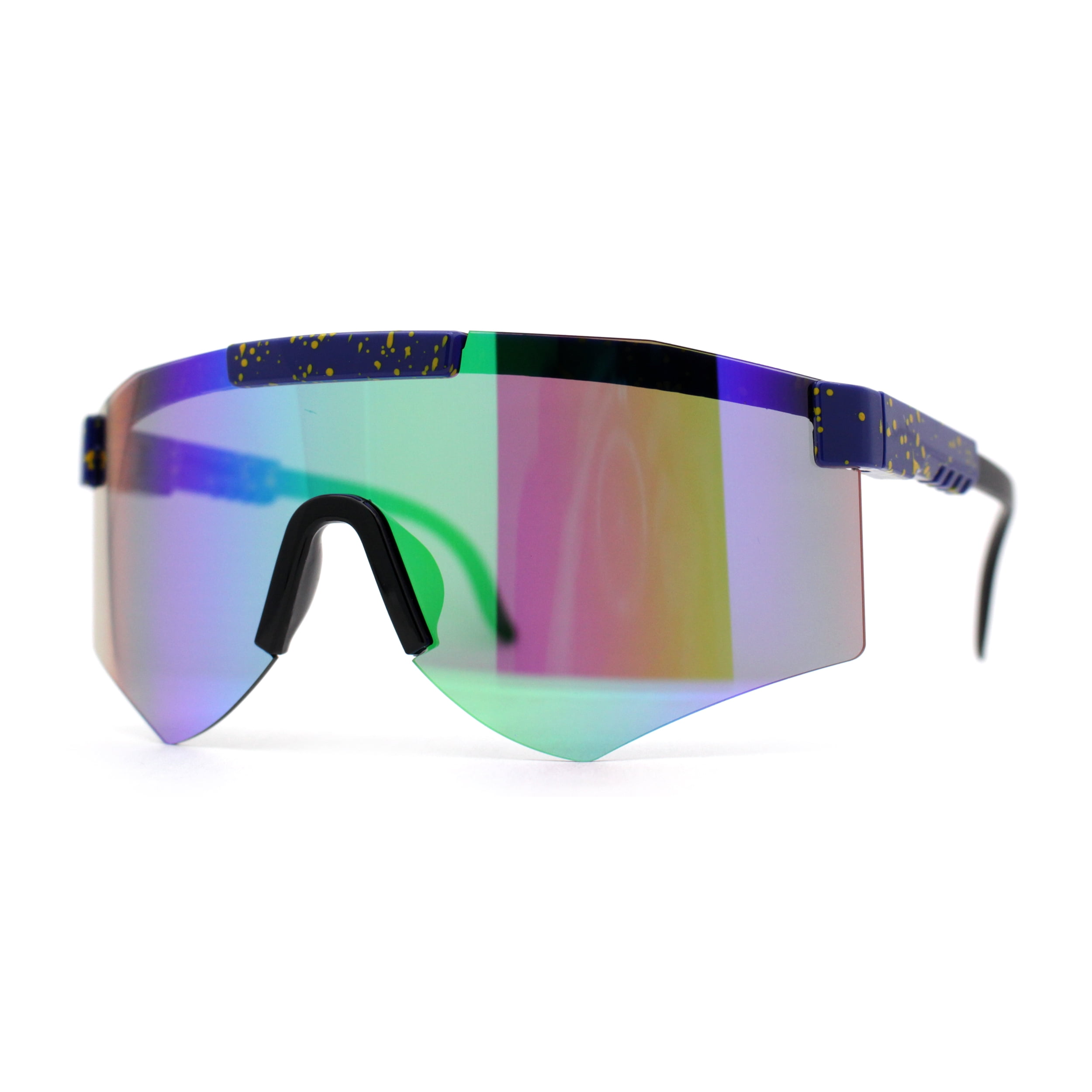 Futuristic Adjustable Arms Cyberpunk Monoblock Shield Sunglasses Blue ...