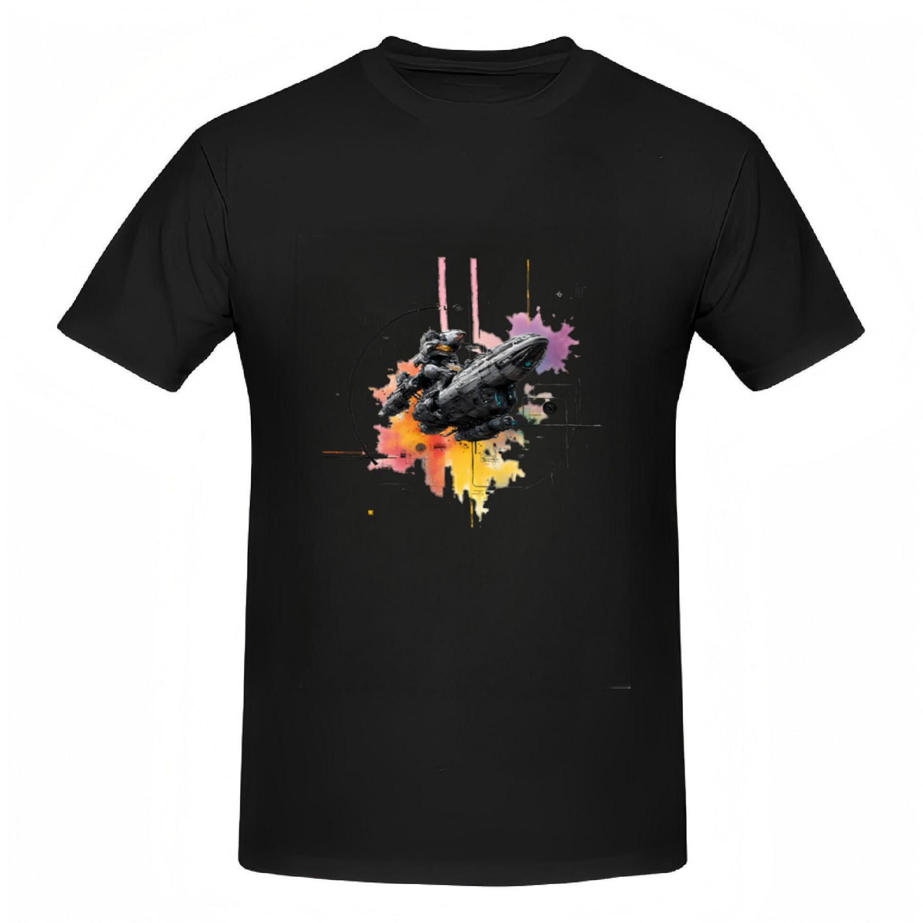 Futuristic Armored Figure Abstract Design Cotton Short Sleeve T-Shirt ...