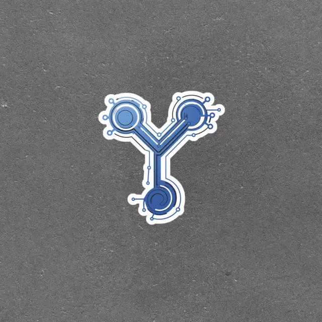 Futuristic Blue Neon Y Sticker - Tech Decal For Laptops, Carsphone ...