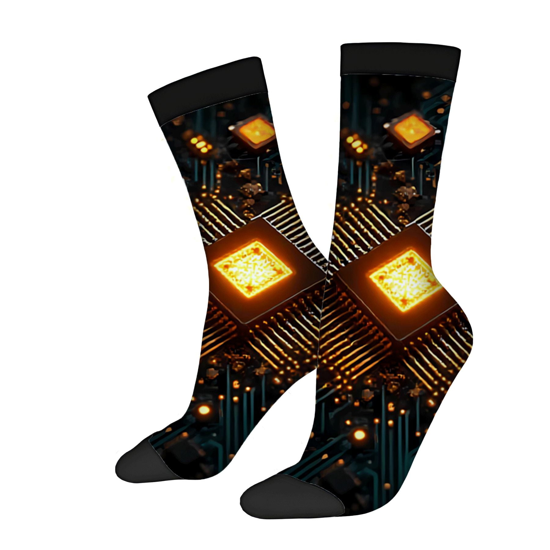 Futuristic Board Socks - 2 Pairs of Unisex Trendy Socks with Glowing ...