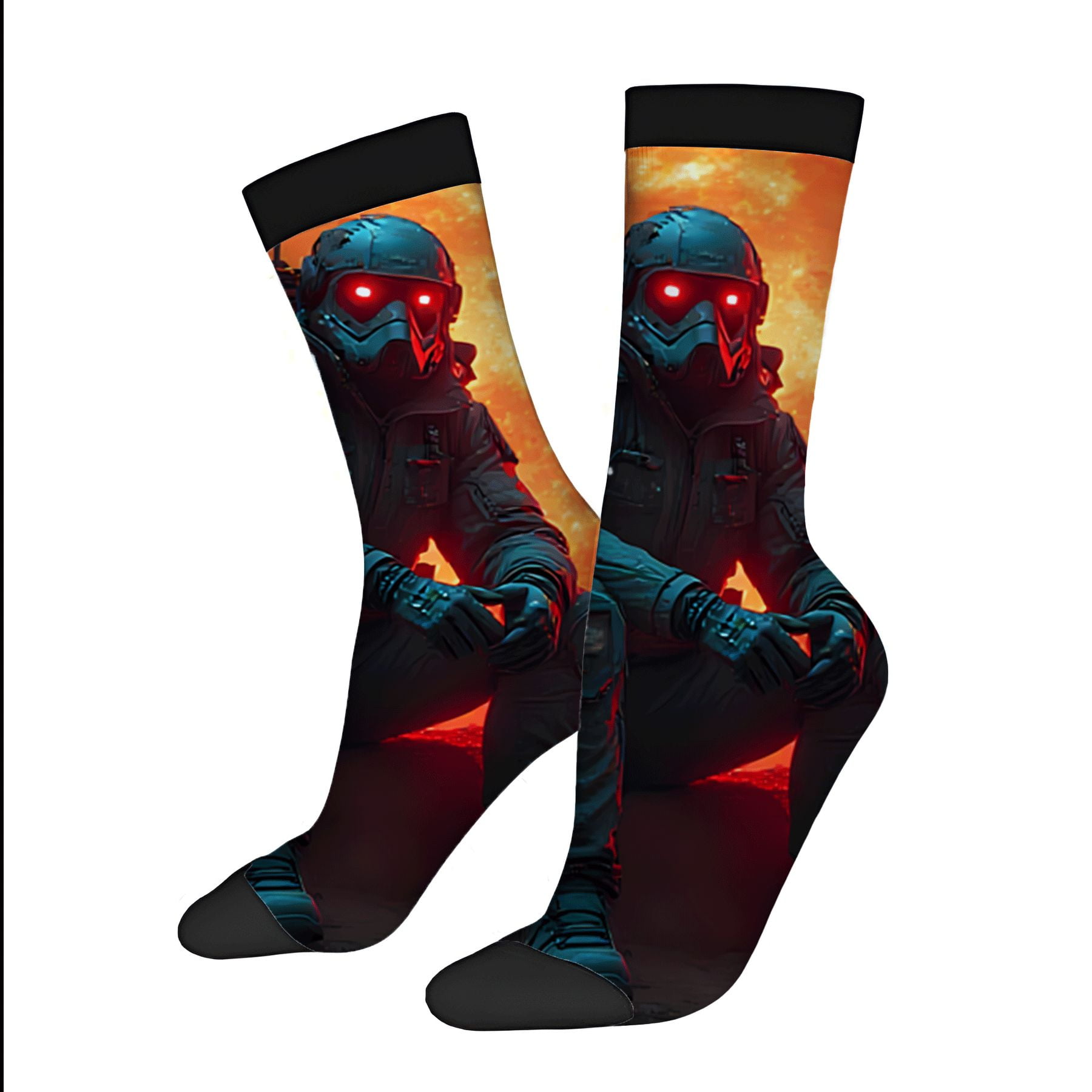 Futuristic Character Design Socks 2 Pairs Unisex Trendy Mixed Color ...