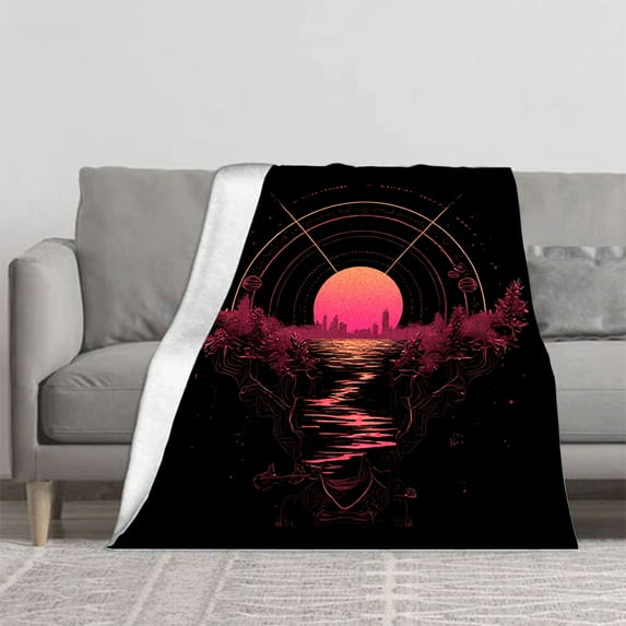 Futuristic Cityscape Flannel Blanket - Soft Cozy Warm Design with ...