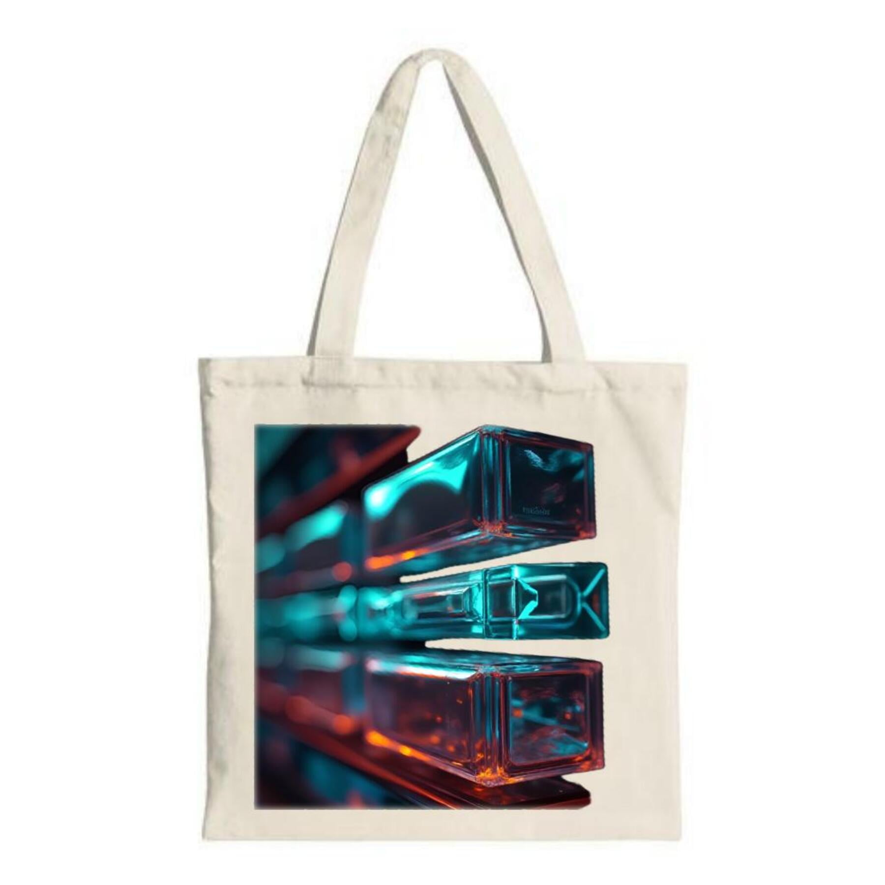 Futuristic Cube Canvas Tote Bag - Arrangement of Illuminated ...