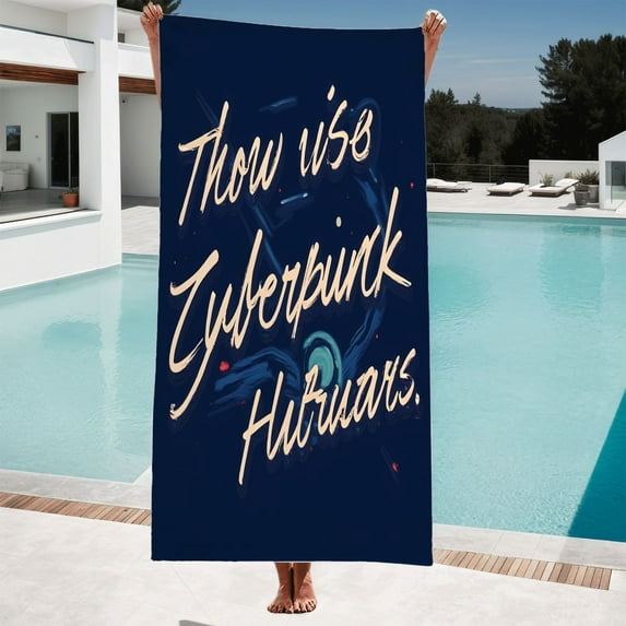 Futuristic Cyberpunk Beach Towel - Stylish Dark Design with Abstract ...