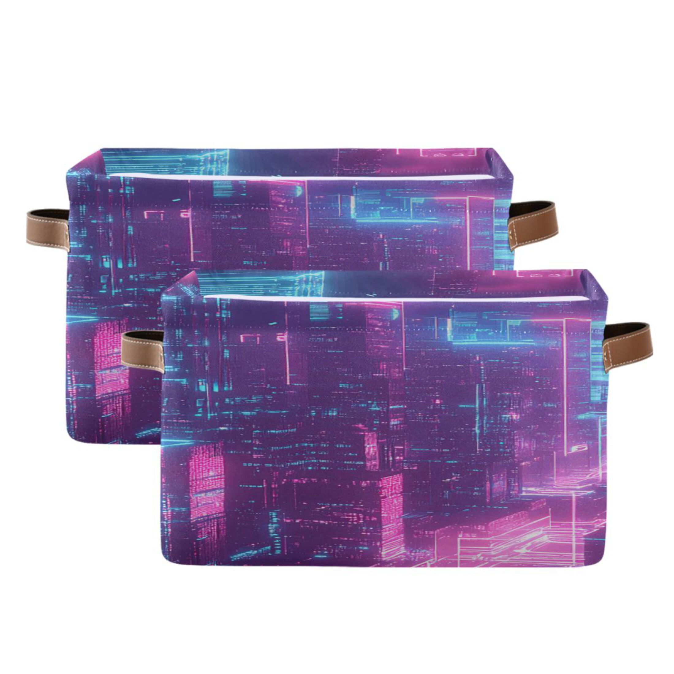 Futuristic Cyberpunk City Storage Bins with Handle Fabric Organizer ...