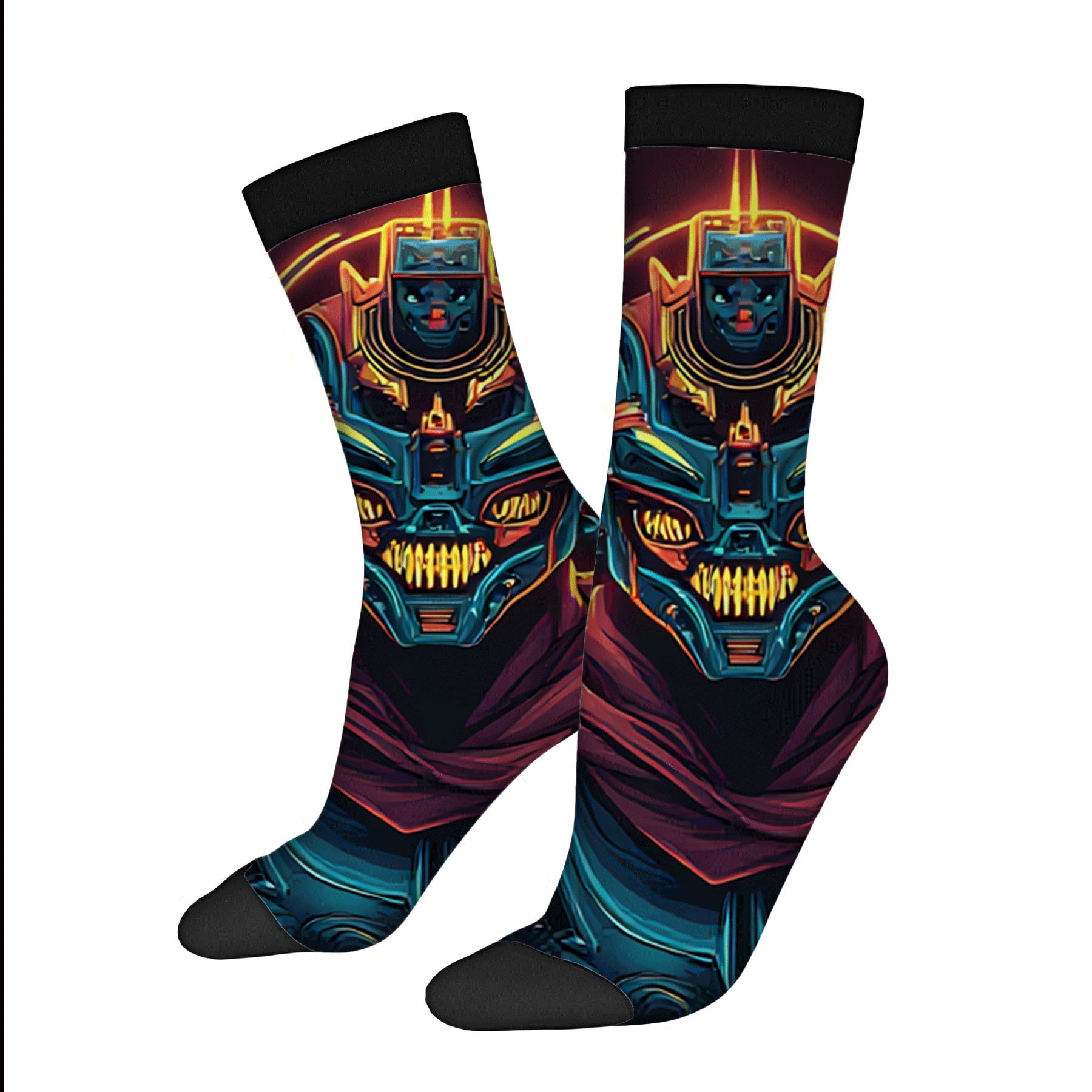 Futuristic Cyberpunk Socks 2 Pairs of Unisex Trendy Socks with Robot ...