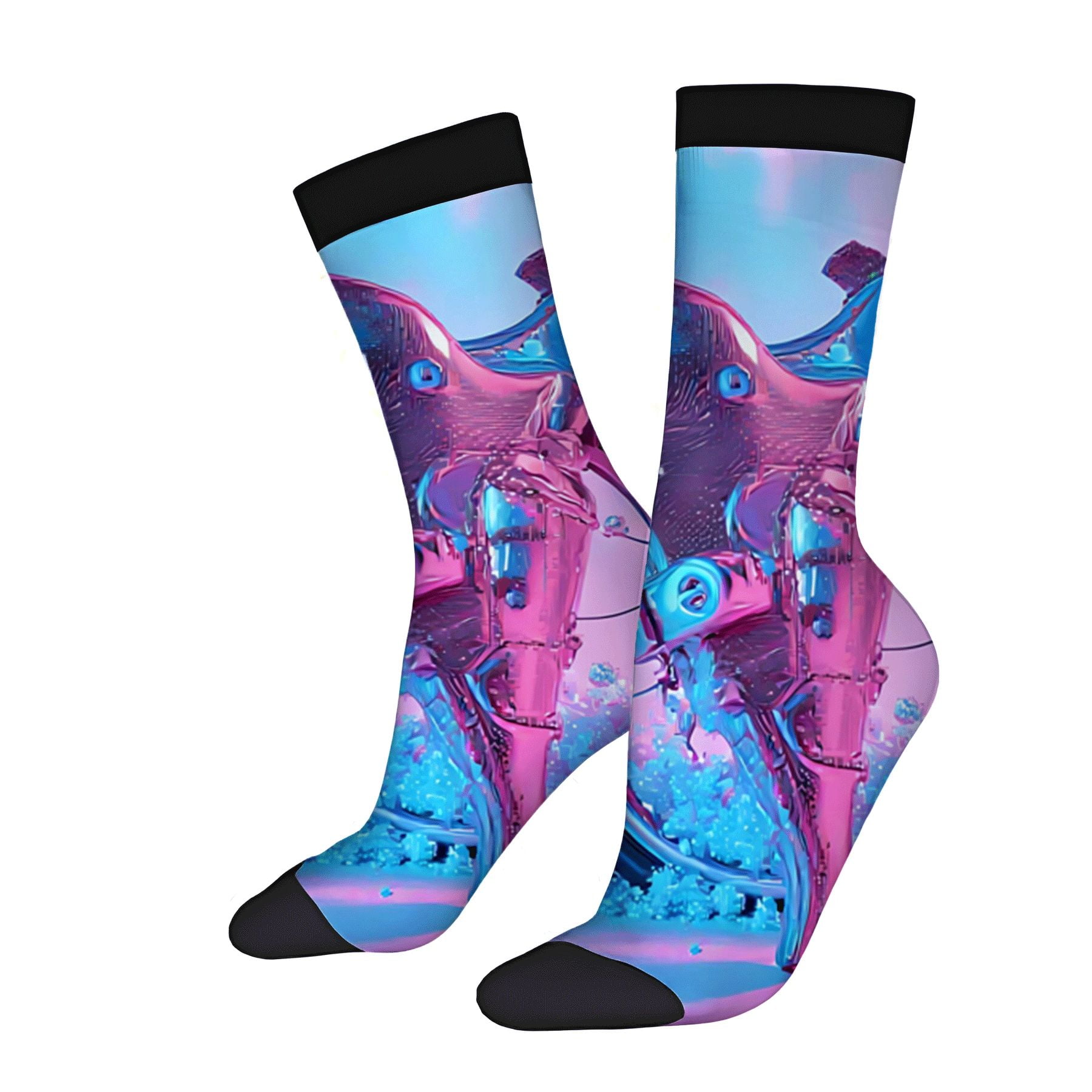 Futuristic Cyberpunk Socks - 2 Pairs of Unisex Trendy Socks with ...