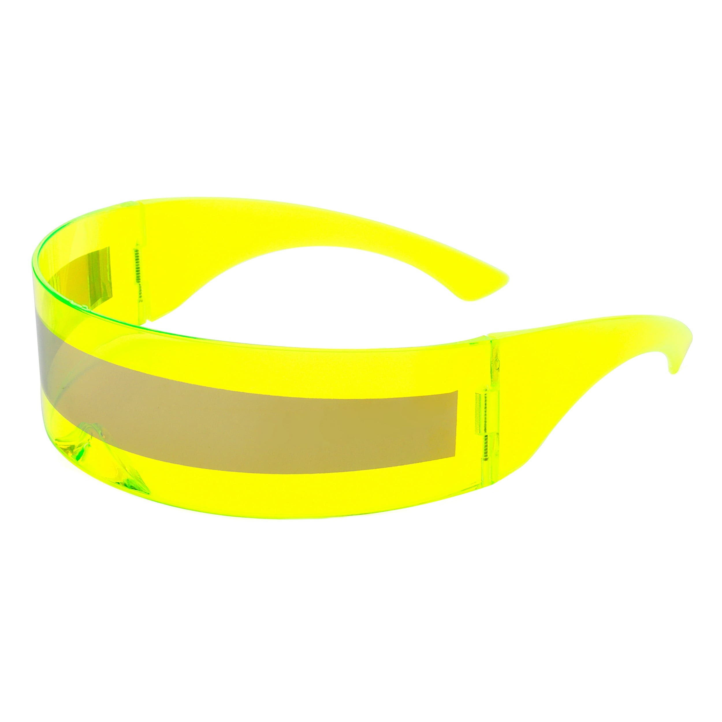Futuristic Cyclops Shield Sunglasses Mirror Mono Lens Rectangle Neon ...