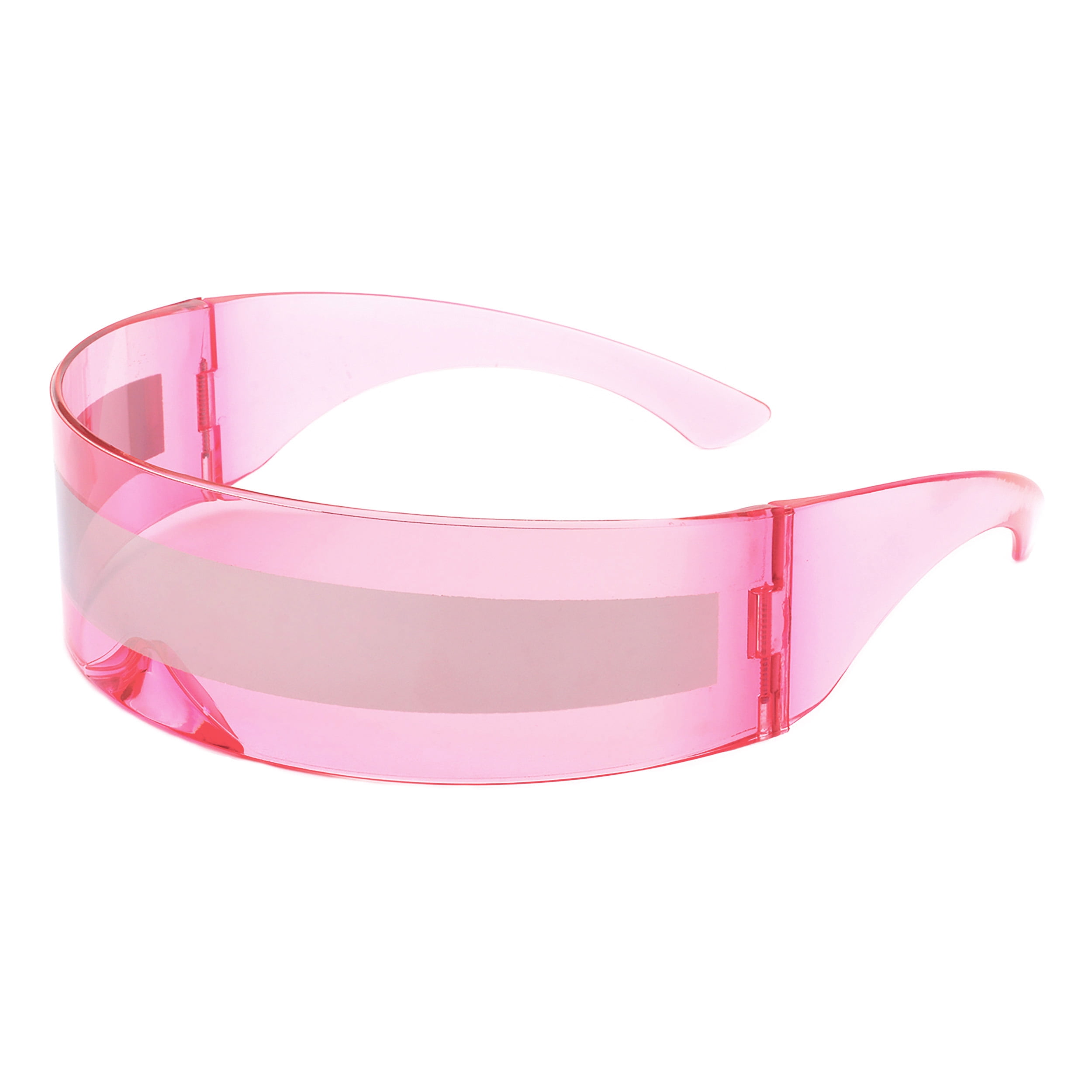 Futuristic Cyclops Shield Sunglasses Mirrored Mono Lens Rectangle Pink ...